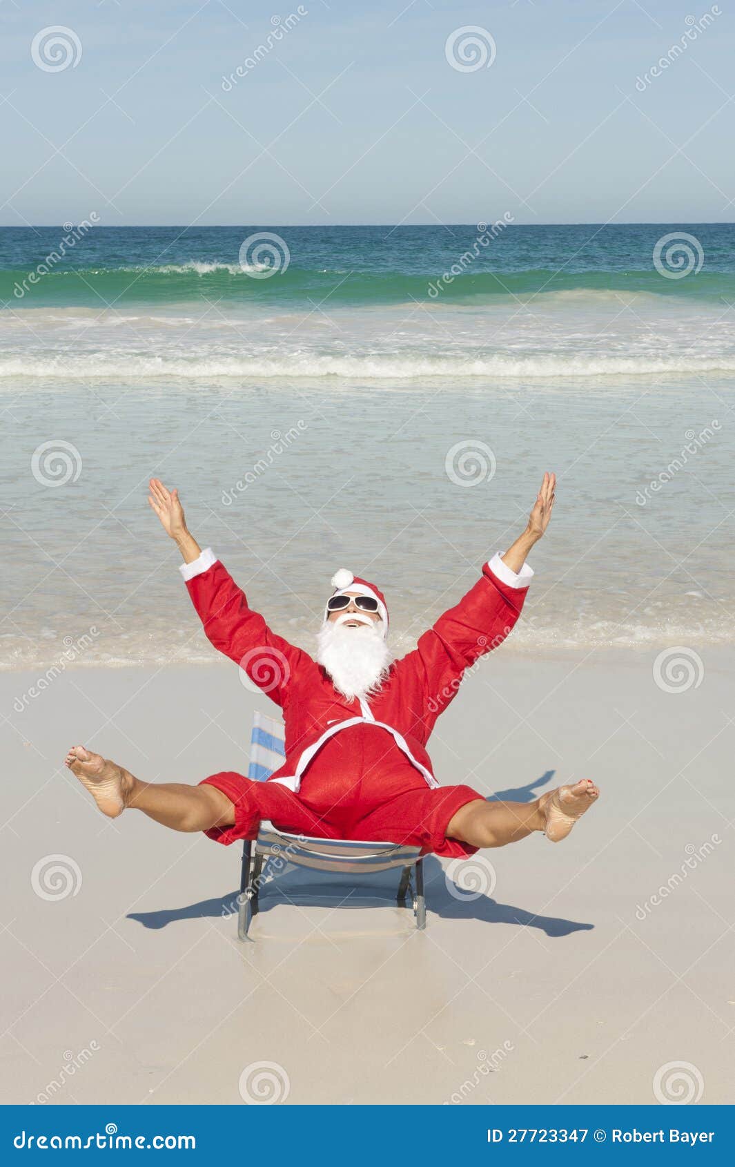 Happy Santa Claus Beach Holiday Stock Image - Image of horizon ...