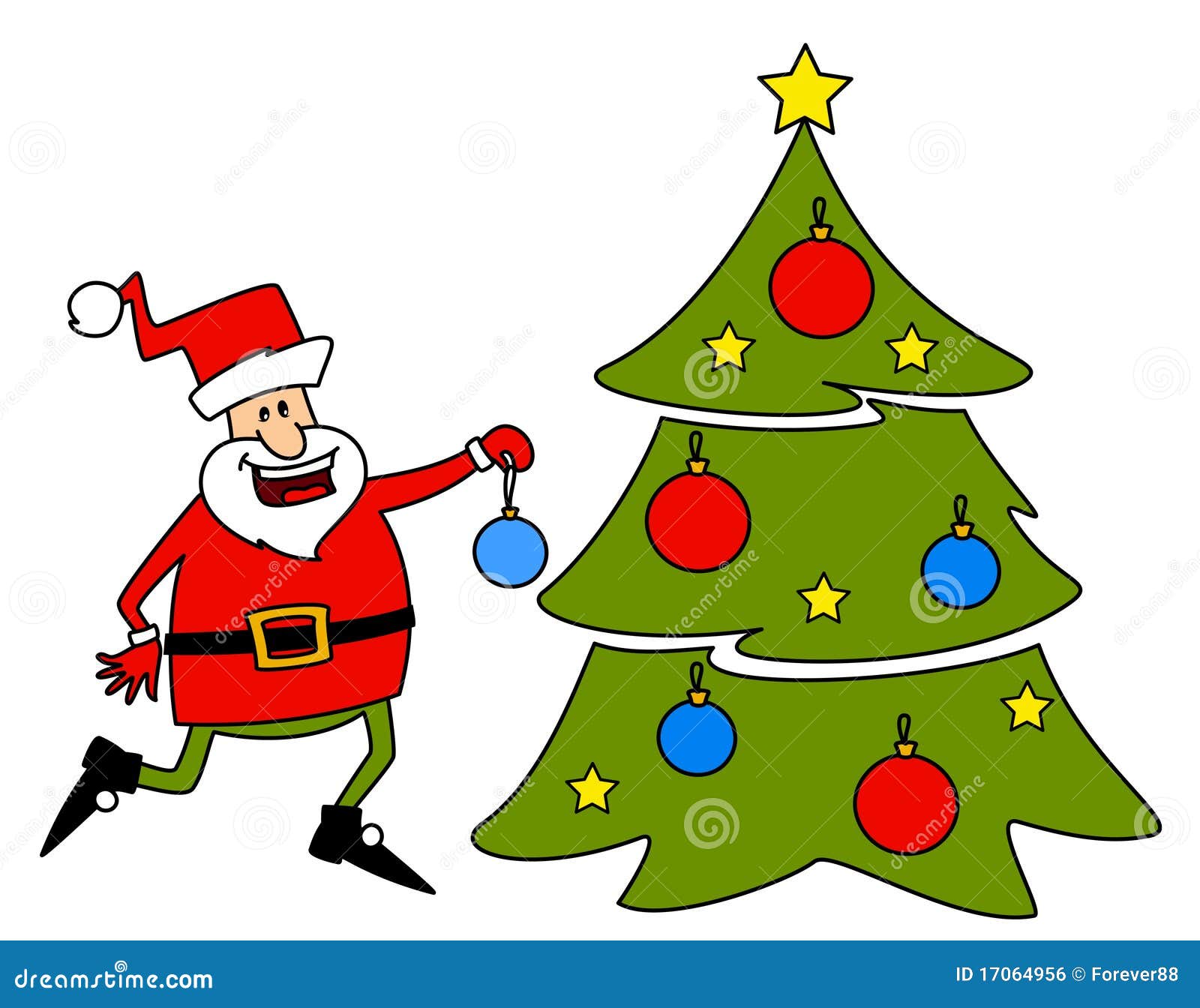 Happy Santa Claus with Fir-tree. Stock Vector - Illustration of cartoon ...