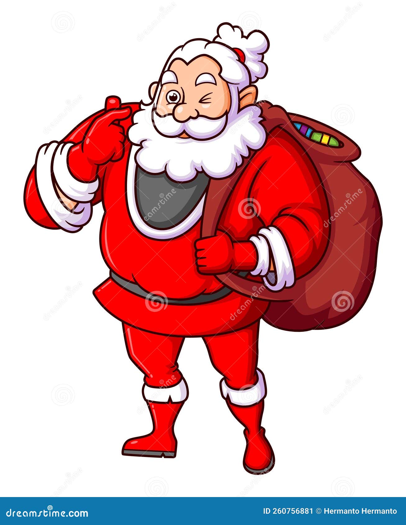The Happy Santa Claus is with the Funny Expression is Ready for Sending ...