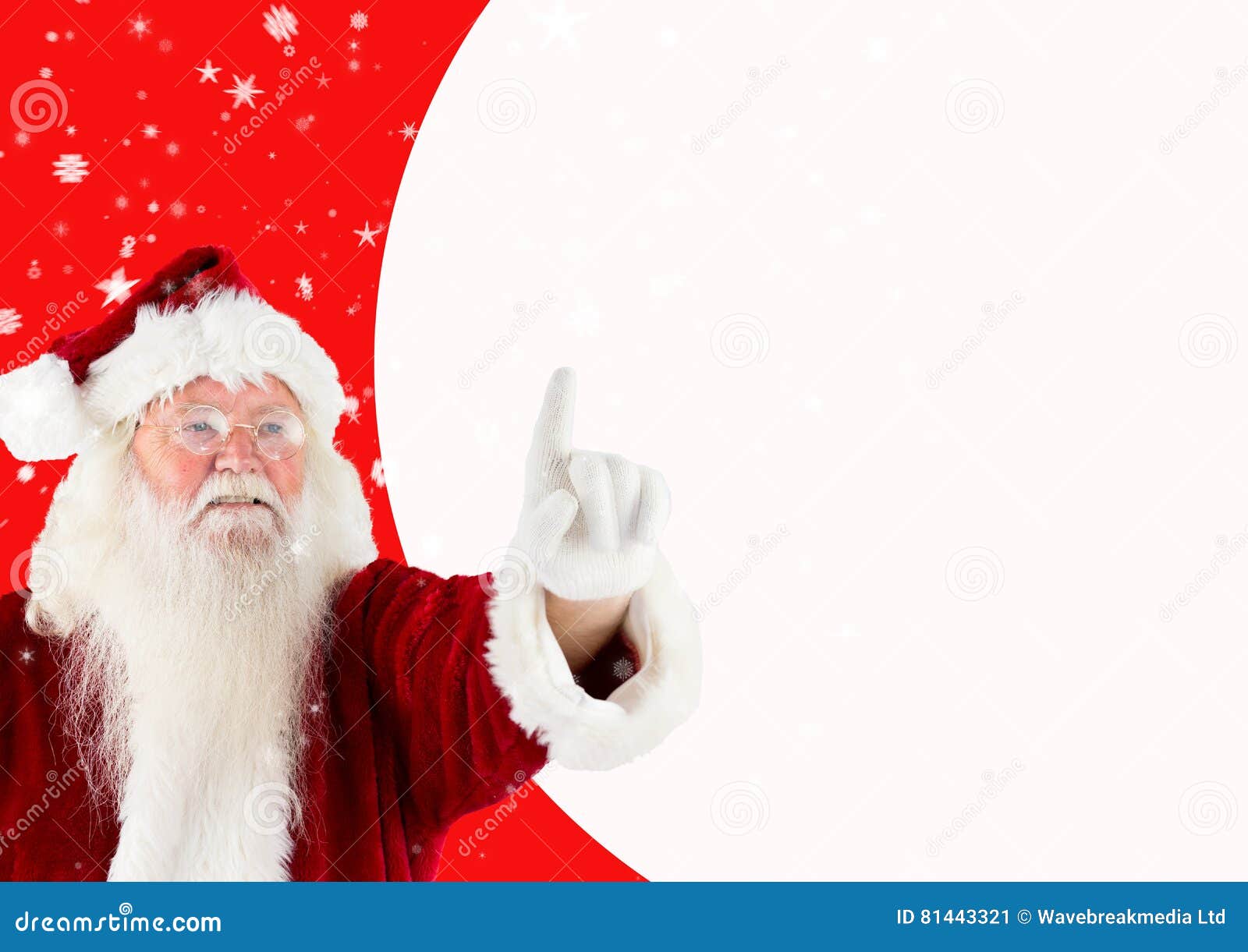 Happy santa claus pointing stock image. Image of festivity - 81443321