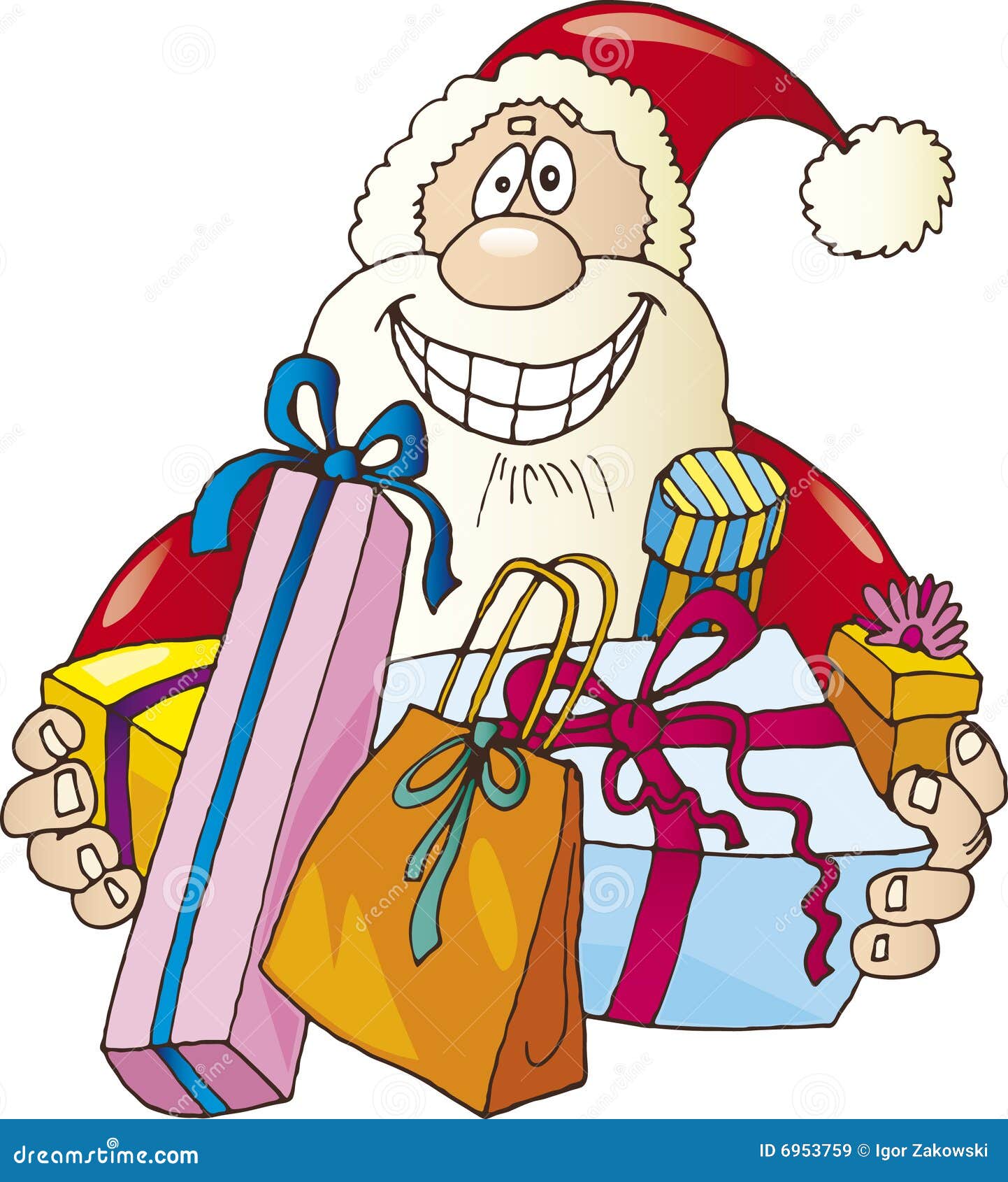 Happy Santa Claus with Presents Stock Vector - Illustration of smile ...