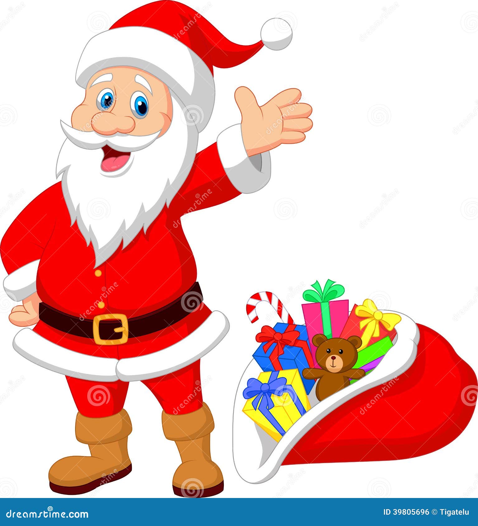 Happy Santa Cartoon Waving Hand Vector Illustration | CartoonDealer.com ...