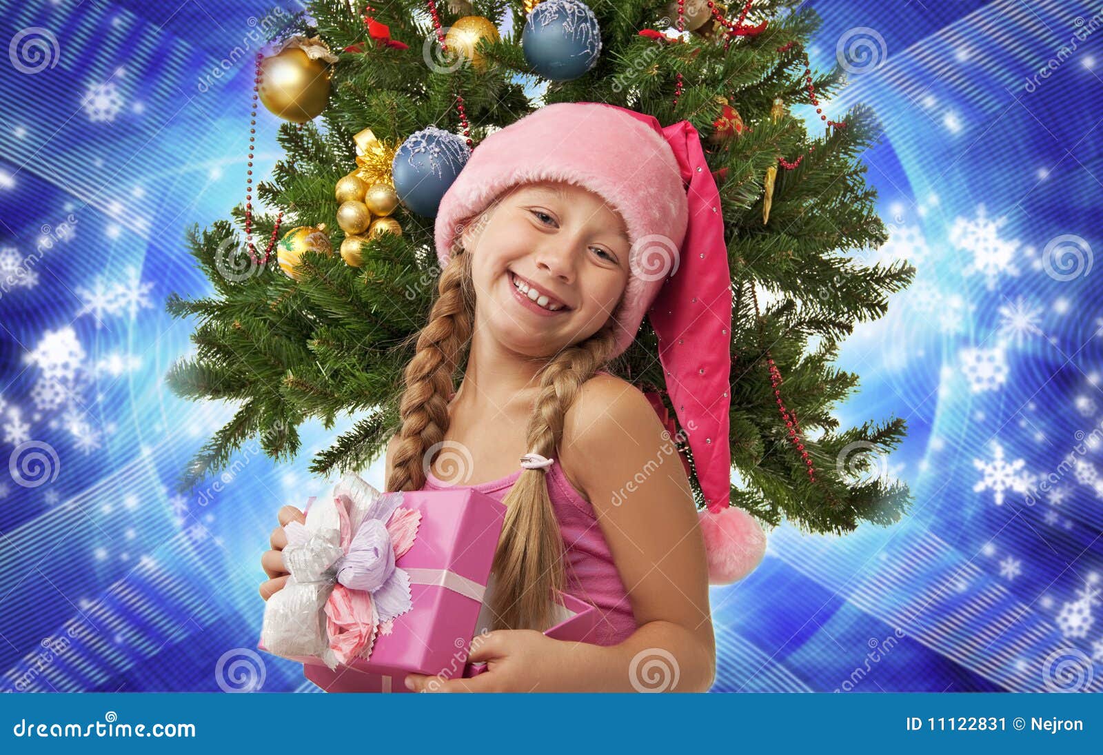 Happy Santa girl stock image. Image of child, christmas - 11122831
