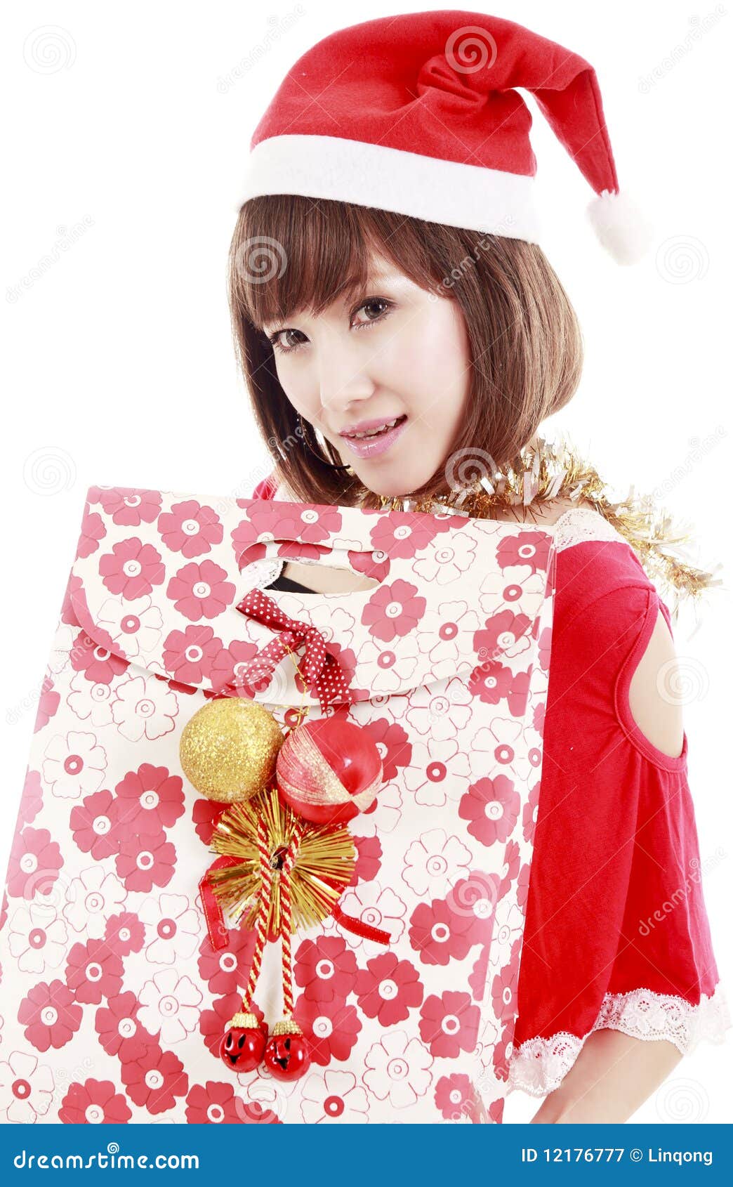 Happy santa girl stock image. Image of horizontal, asia - 12176777