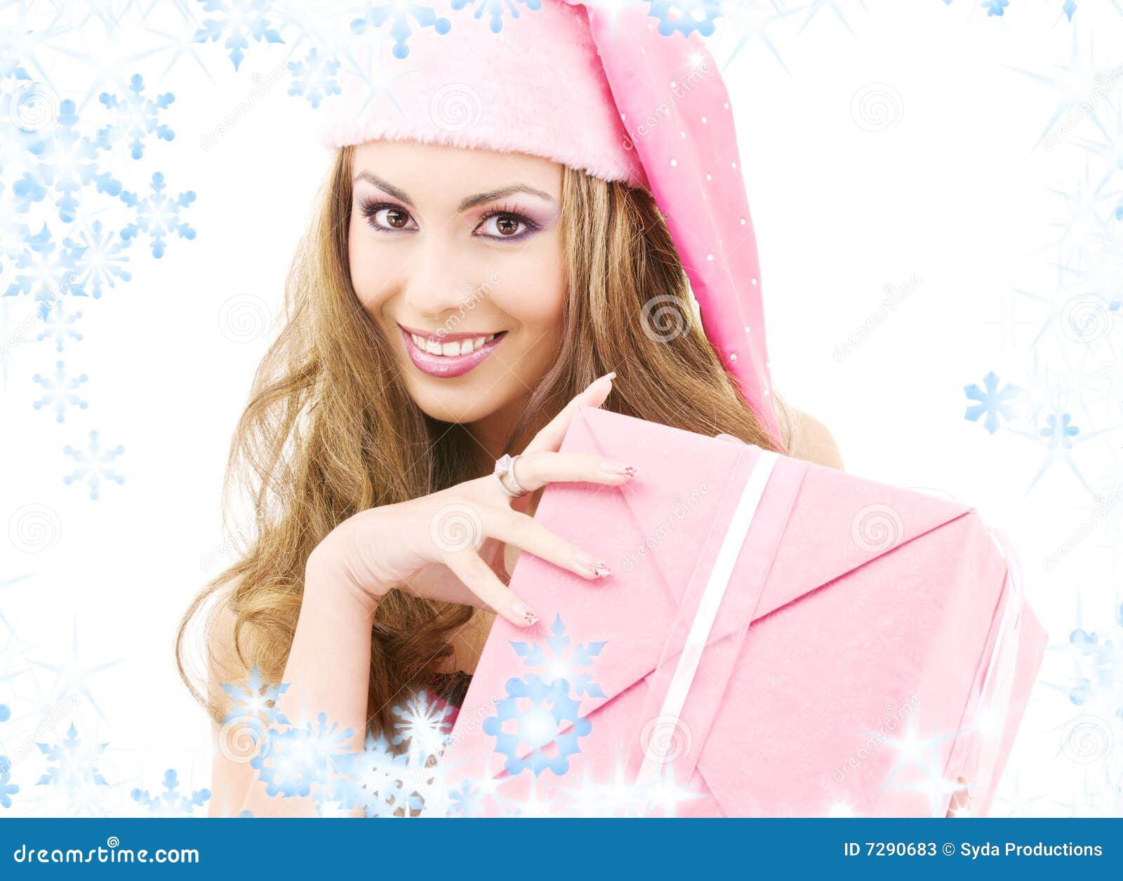 Happy Santa Helper with Gift Box Stock Image - Image of helper, package ...