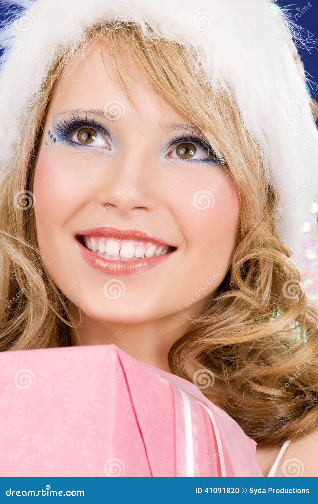 Happy Santa Helper with Gift Box Stock Photo - Image of helper, festive ...