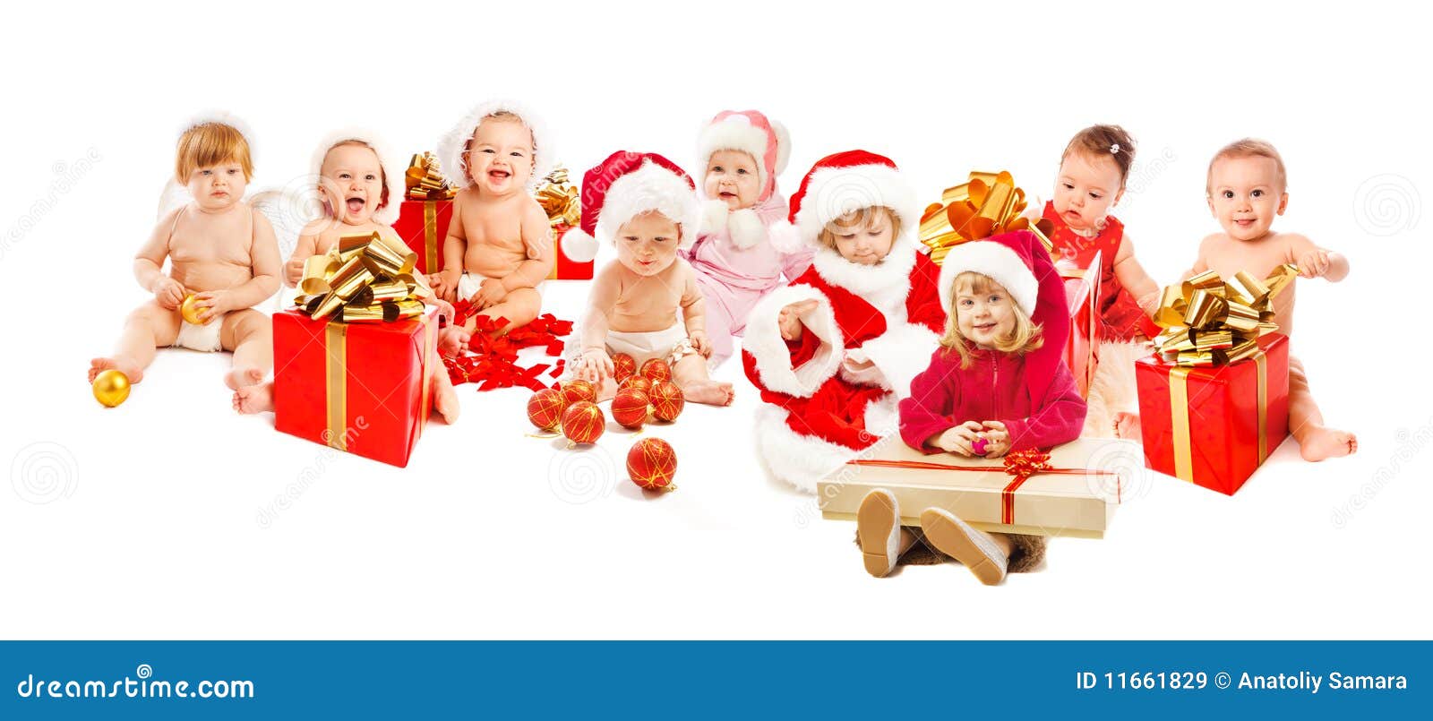 Happy santa kids stock image. Image of kids, crowd, giggle - 11661829
