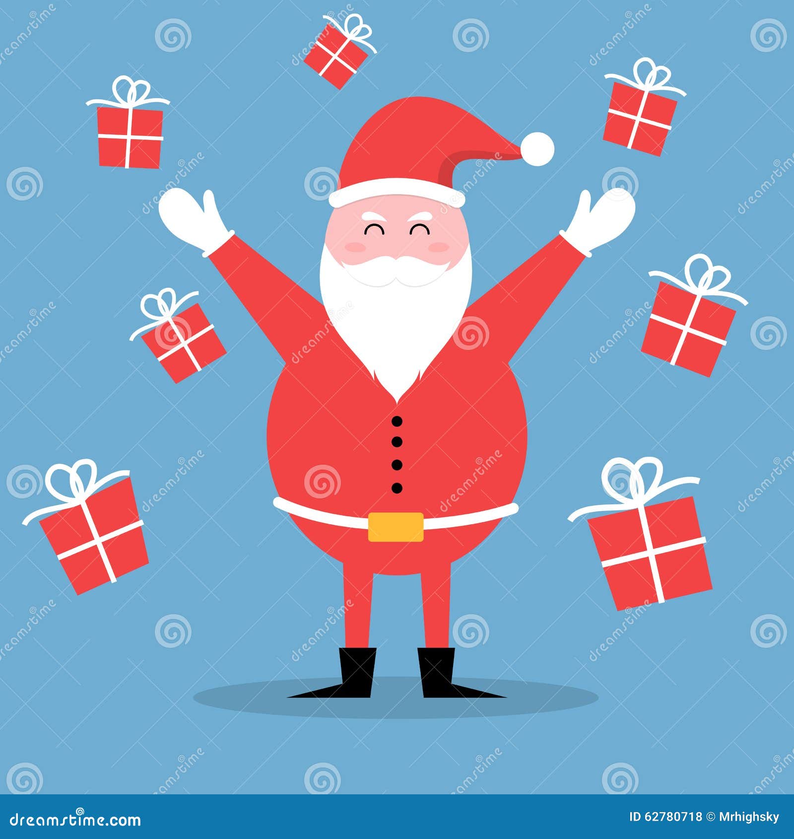 Happy Santa Throwing Presents Stock Vector - Illustration of gift ...