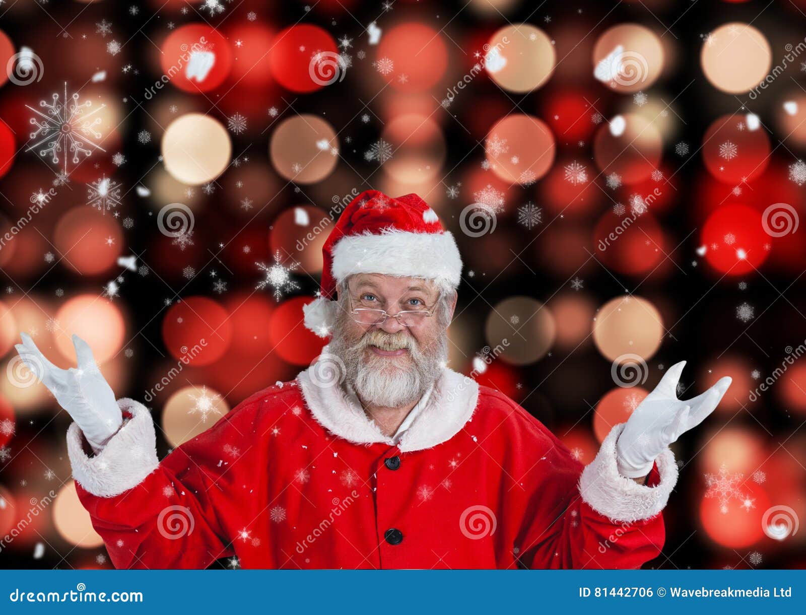 Happy Santa Welcoming with Open Hands Stock Photo - Image of male ...
