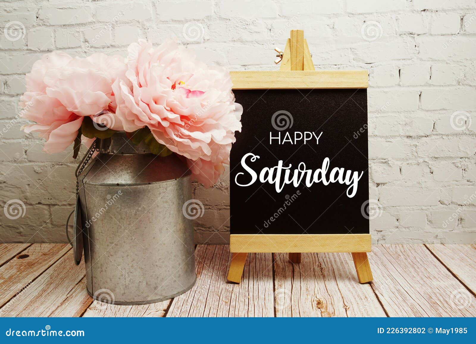 Happy Saturday Typography Text on Easel Wooden Board Stock Photo ...