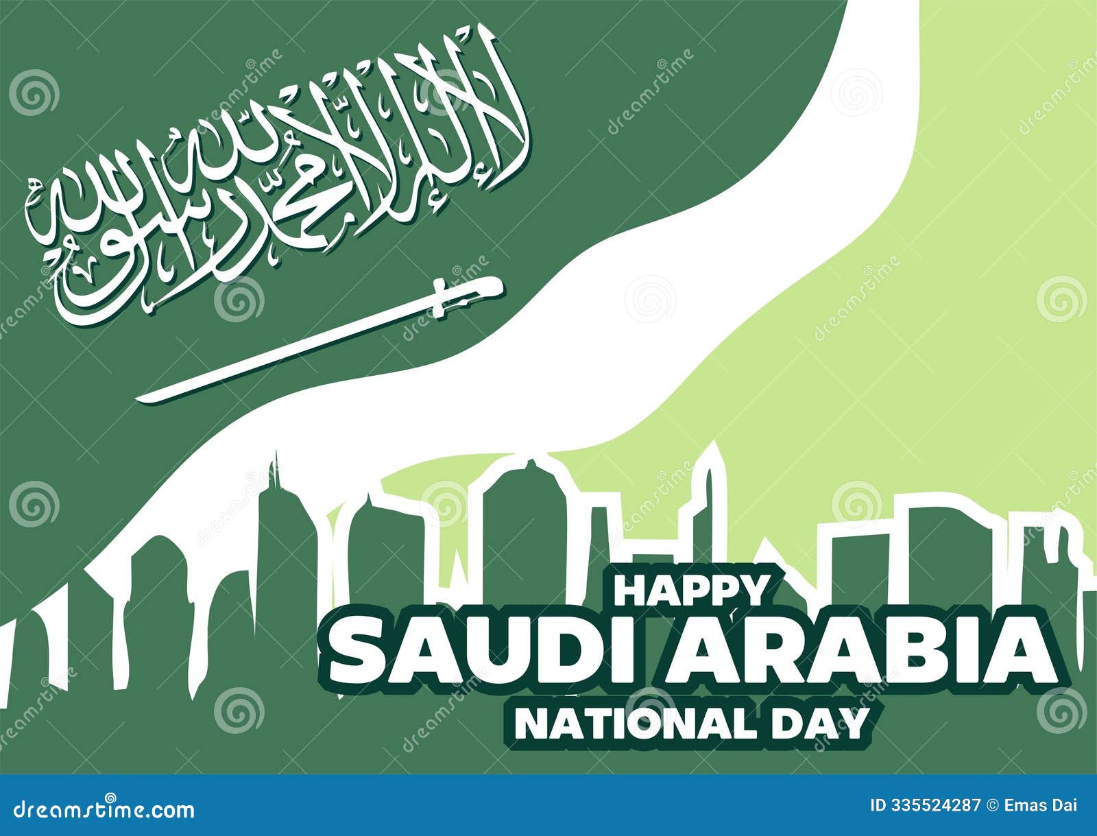Happy Saudi Arabia National Day with Saudi Arabia Flag Stock ...