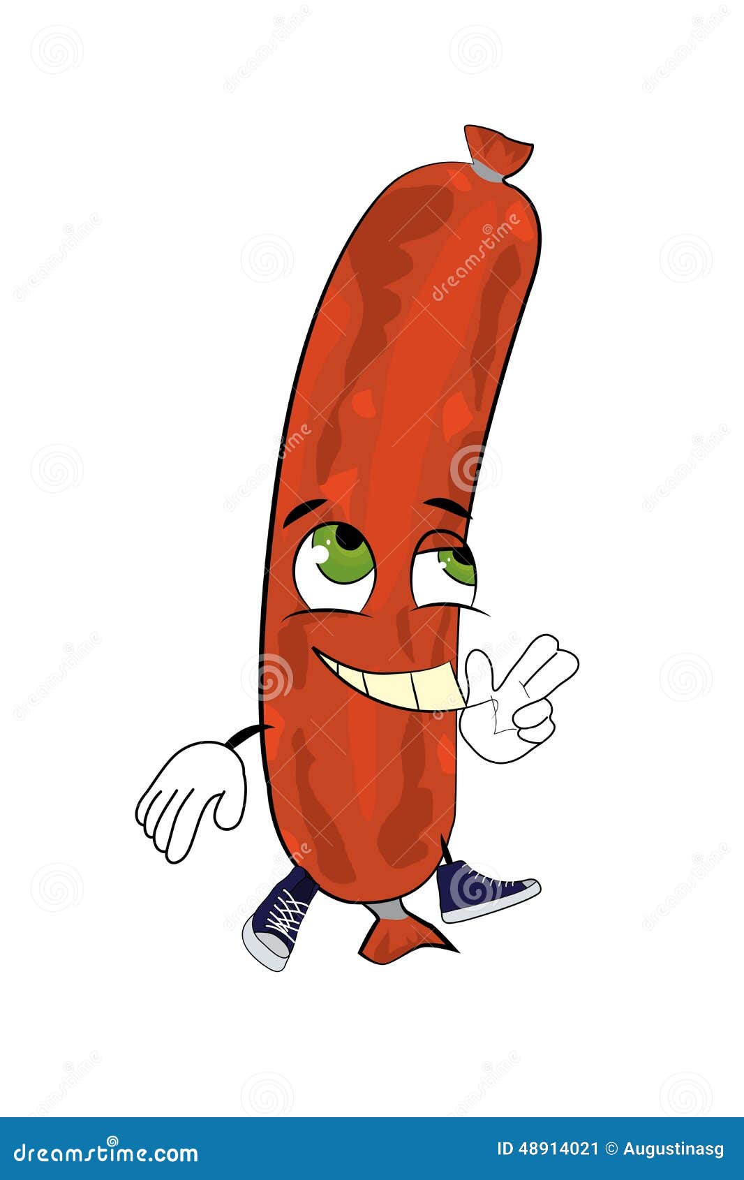 Happy sausage cartoon stock illustration. Illustration of symbol - 48914021