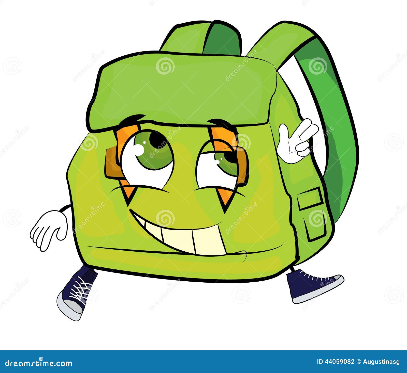 Happy school bag cartoon stock illustration. Illustration of cartoon ...