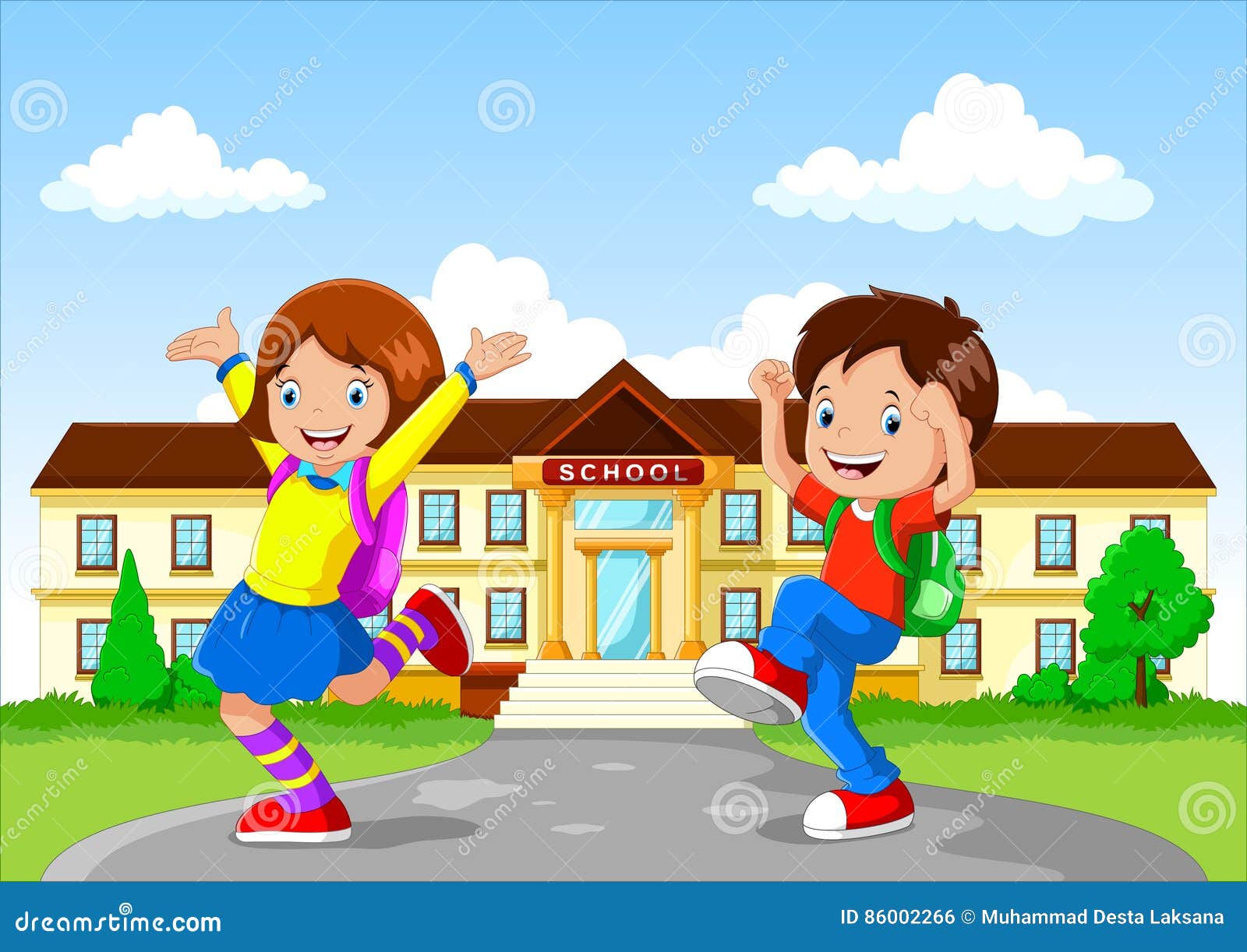 School Cartoon Background Wallpaper