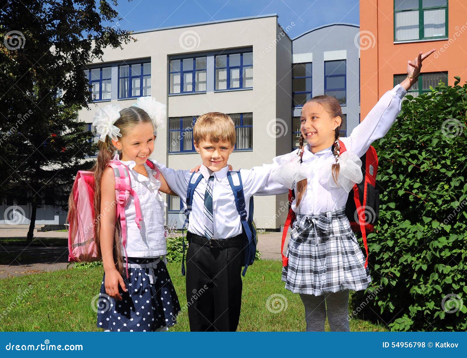 Happy school children stock photo. Image of girl, caucasian - 54956798