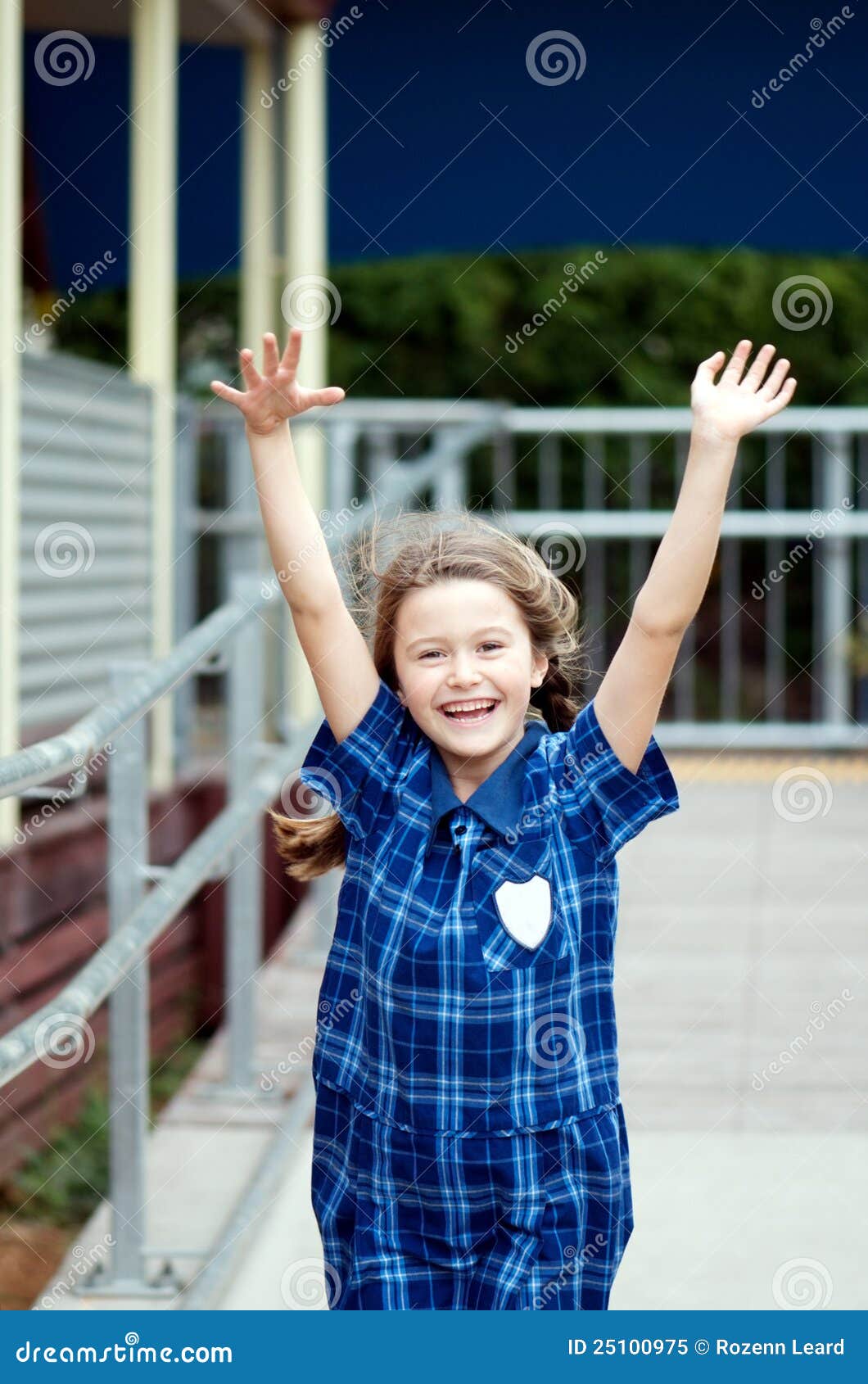 Happy school girl stock image. Image of enjoy, running - 25100975
