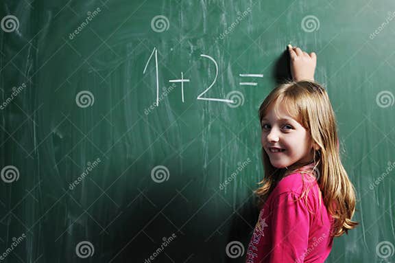 Happy School Girl on Math Classes Stock Image - Image of female, duty ...