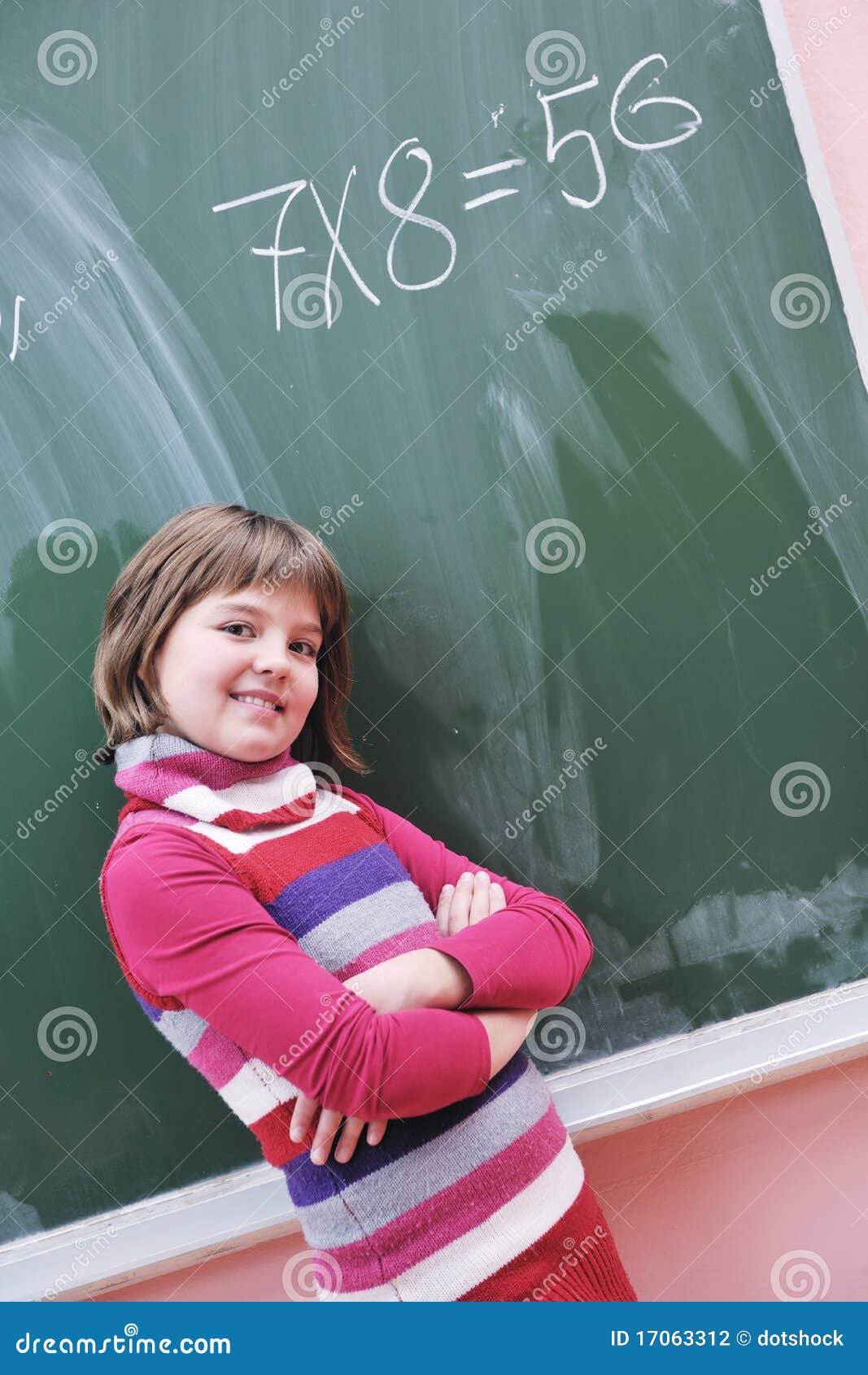 Happy School Girl on Math Classes Stock Photo - Image of classroom ...