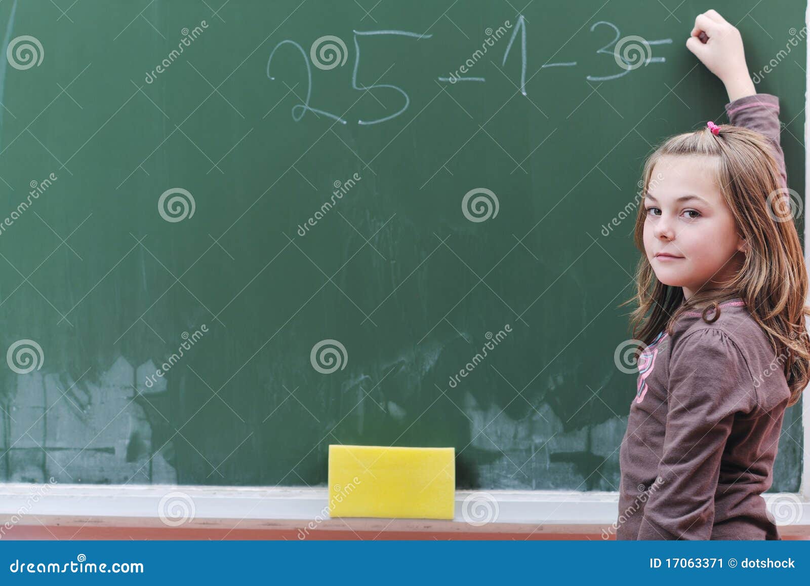 Happy School Girl on Math Classes Stock Image - Image of girl, learn ...