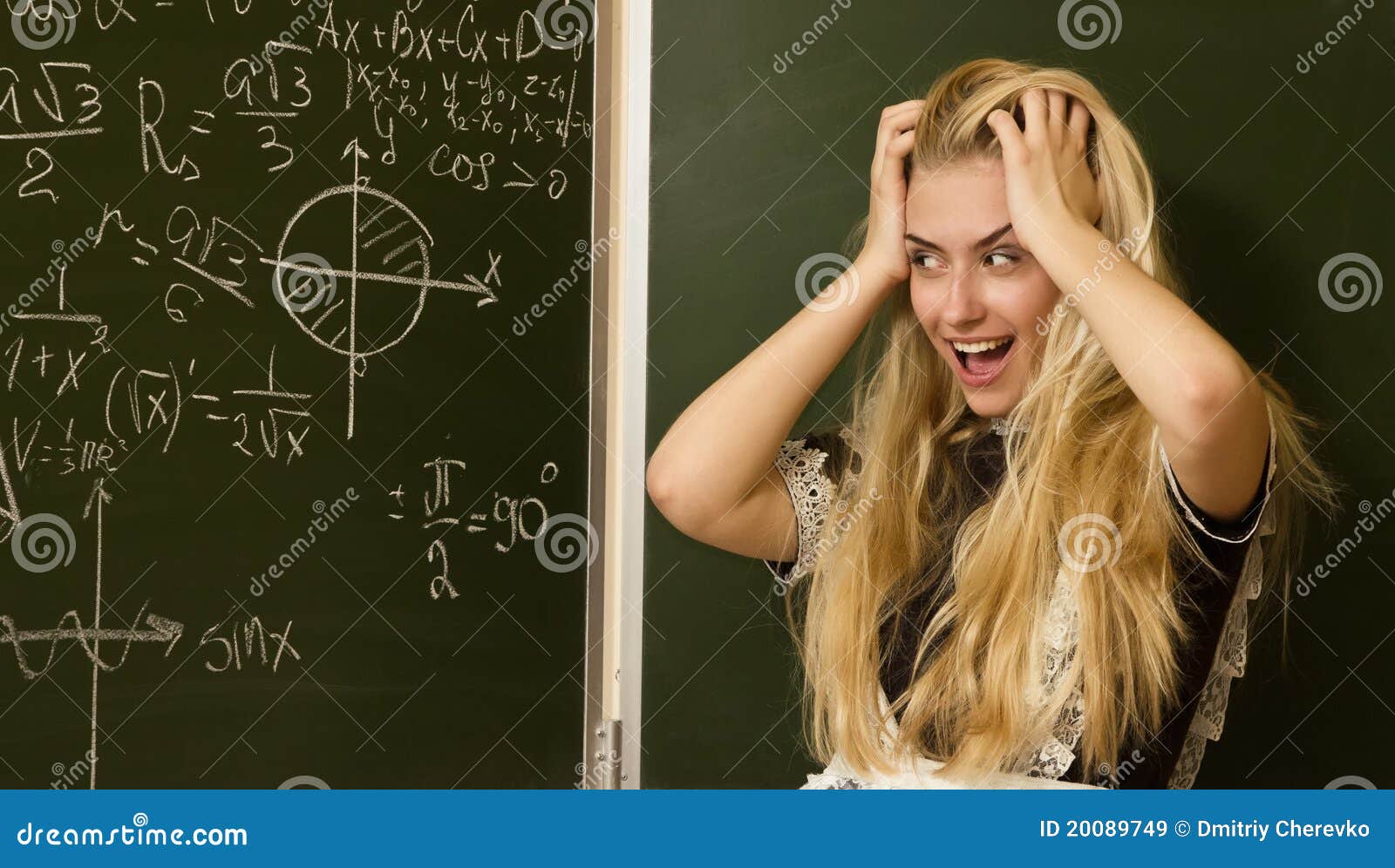 Happy School Girl on Math Classes Finding Solution Stock Image - Image ...