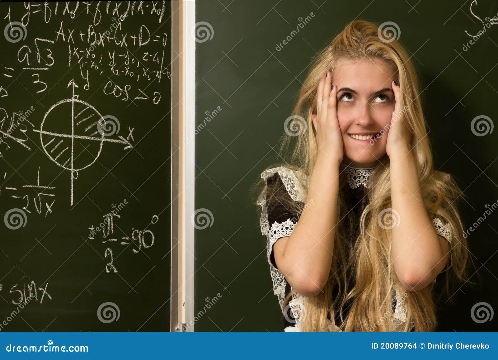 Happy School Girl on Math Classes Finding Solution Stock Photo - Image ...