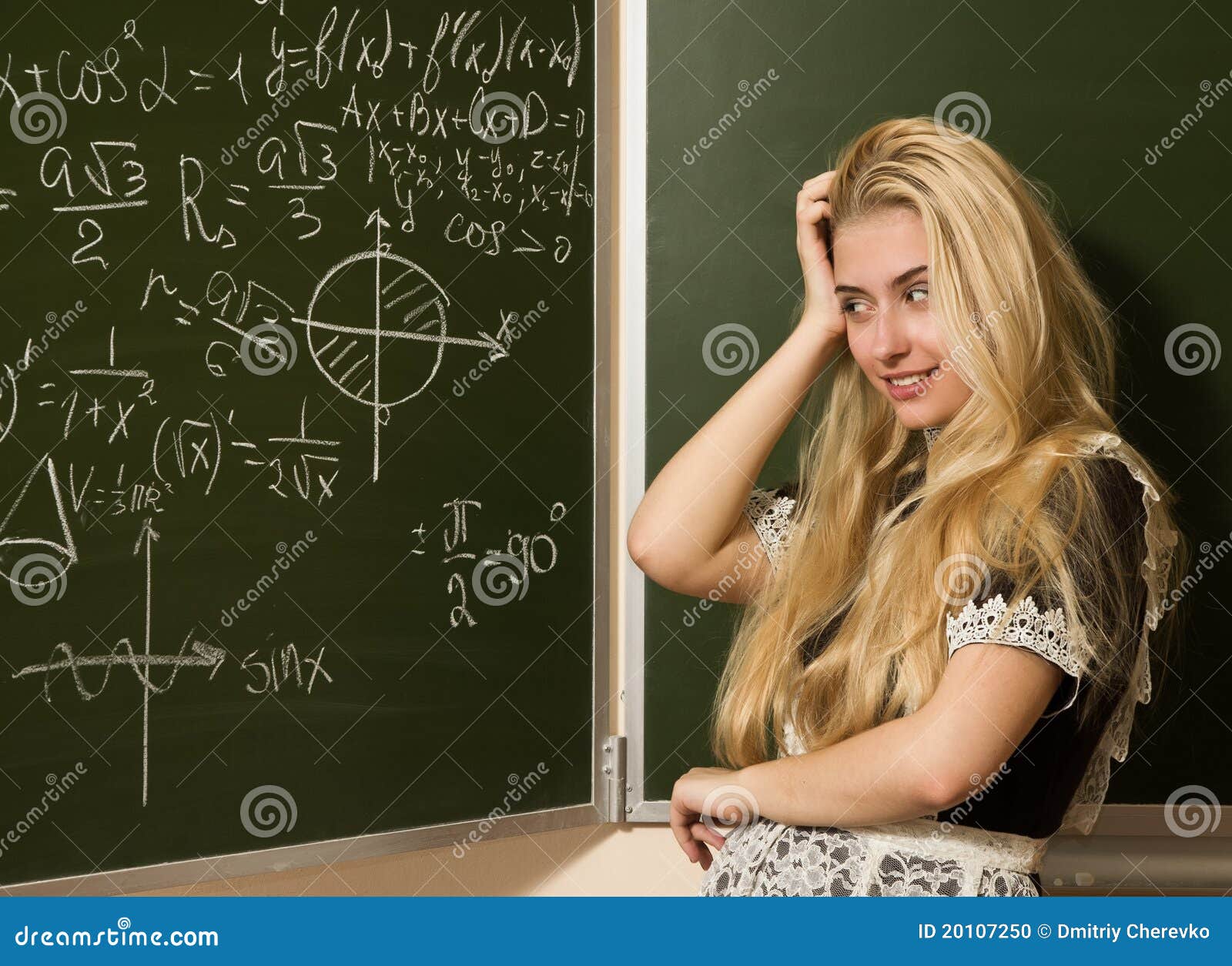 Happy School Girl on Math Classes Finding Solution Stock Photo - Image ...