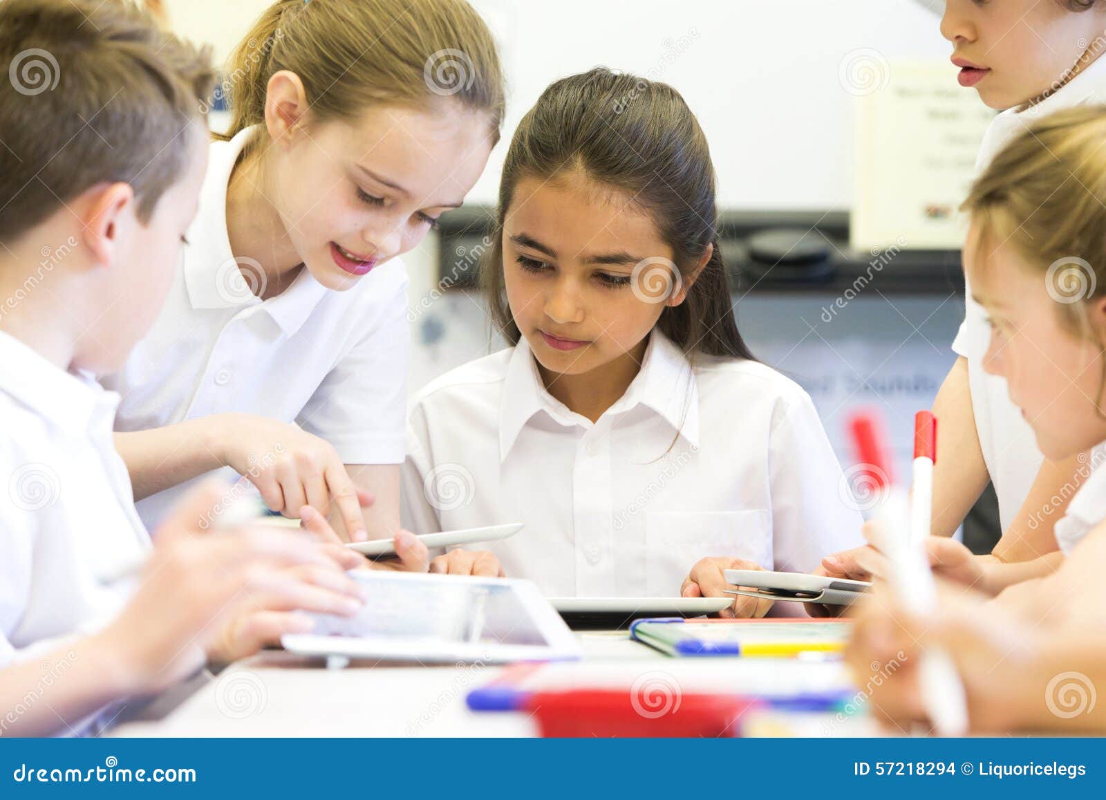 Happy at School stock photo. Image of girls, blackboard - 57218294