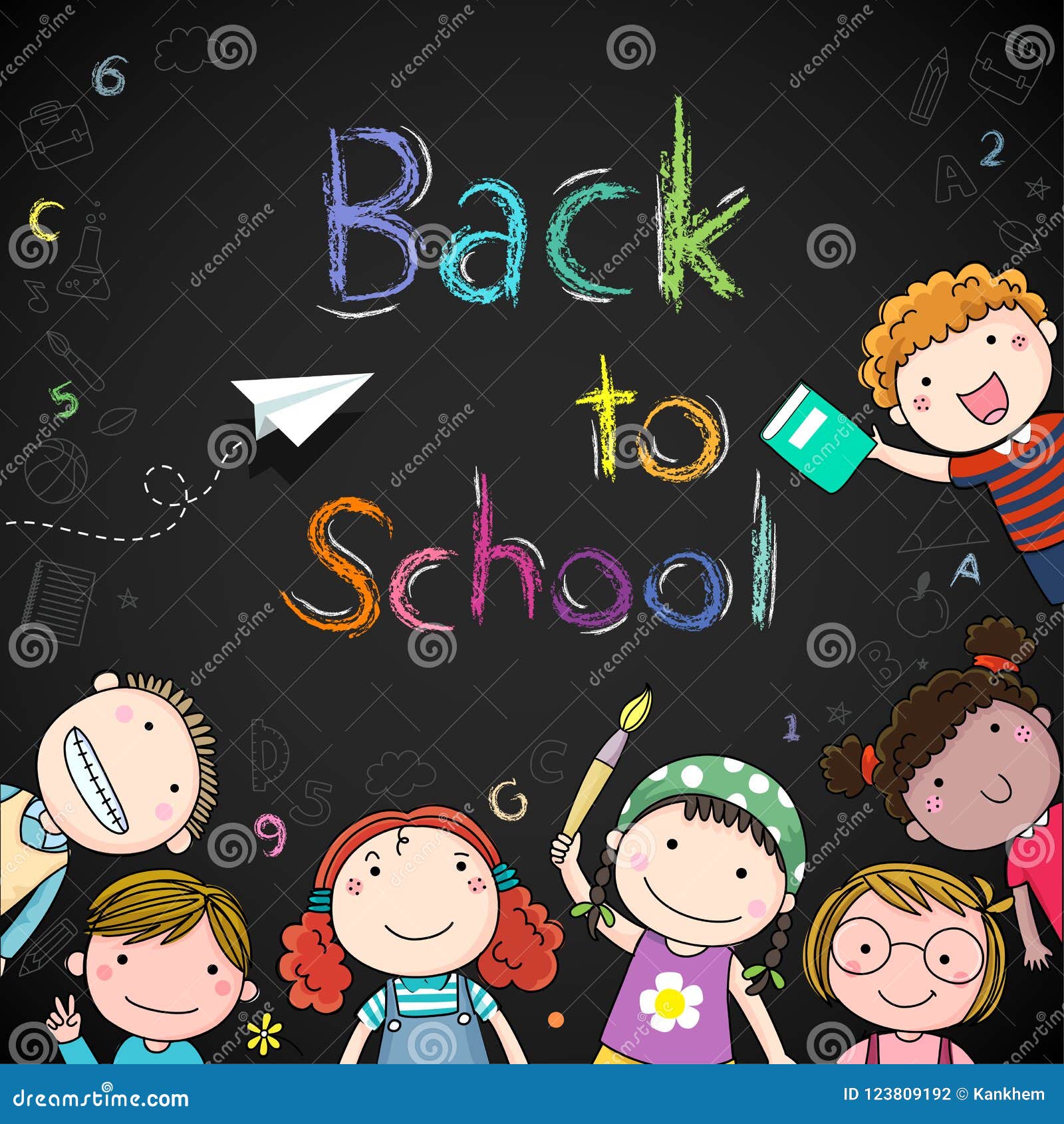 Happy School Kids and Back To School Background Stock Vector ...