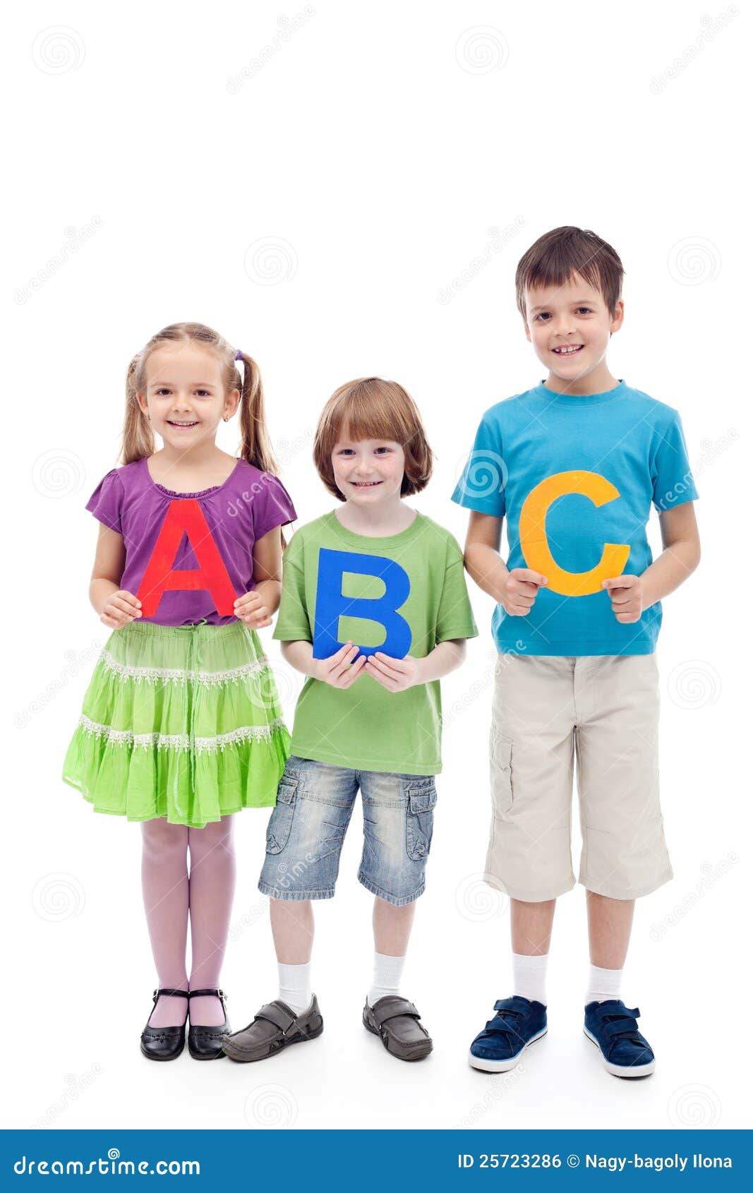 Happy School Kids Holding Large Abc Letters Stock Photo - Image of ...