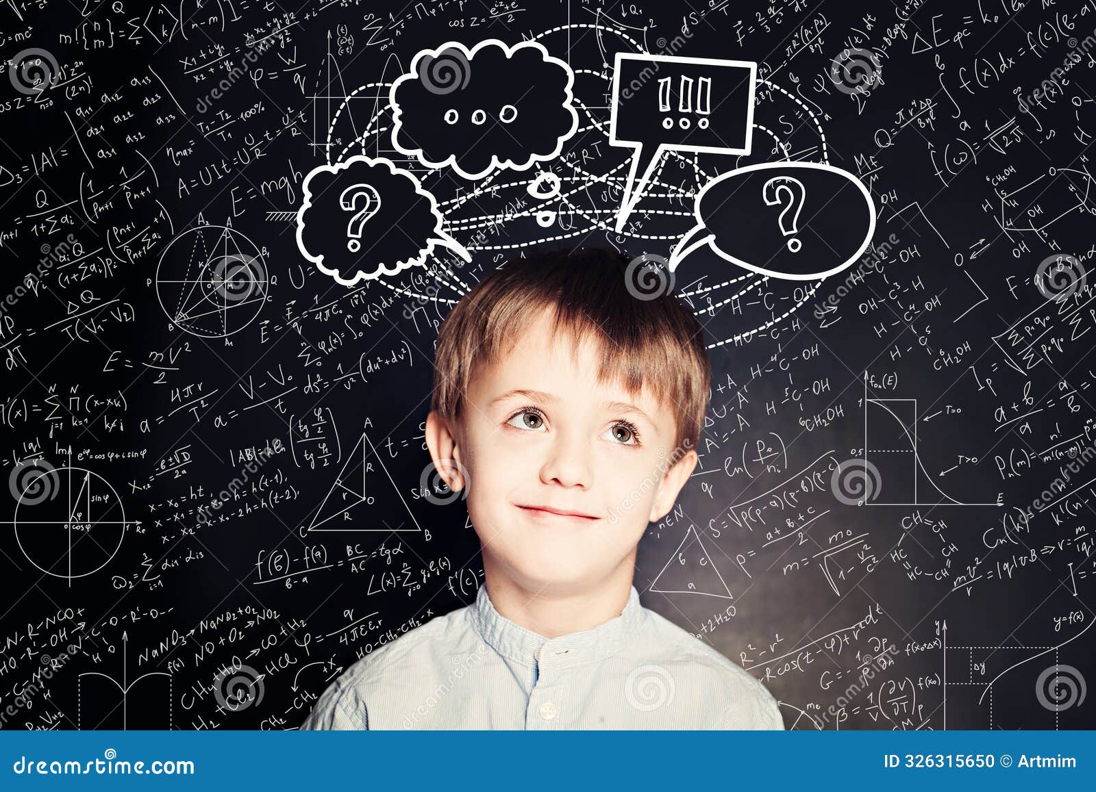 Happy School Student Boy Thinking Stock Photo - Image of idea, student ...