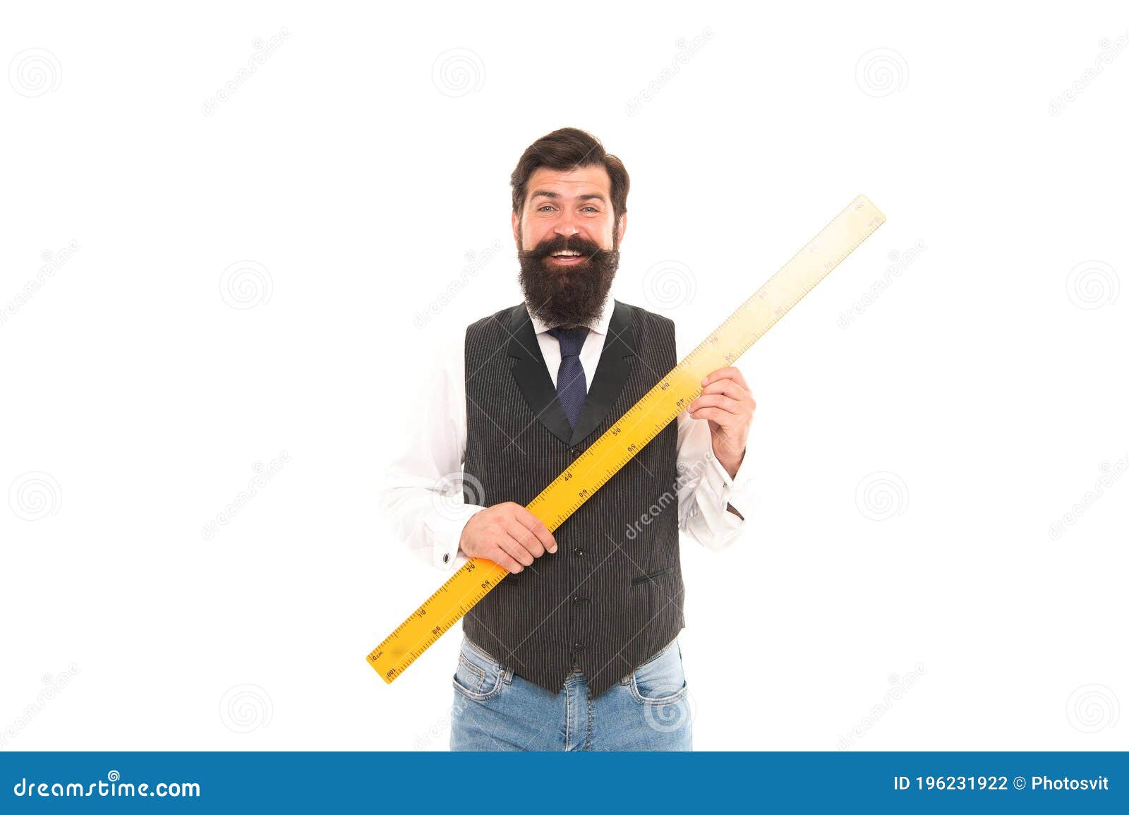 Geometry Lesson Is Much Fun. Little Girls Holding Protractor And Ruler ...