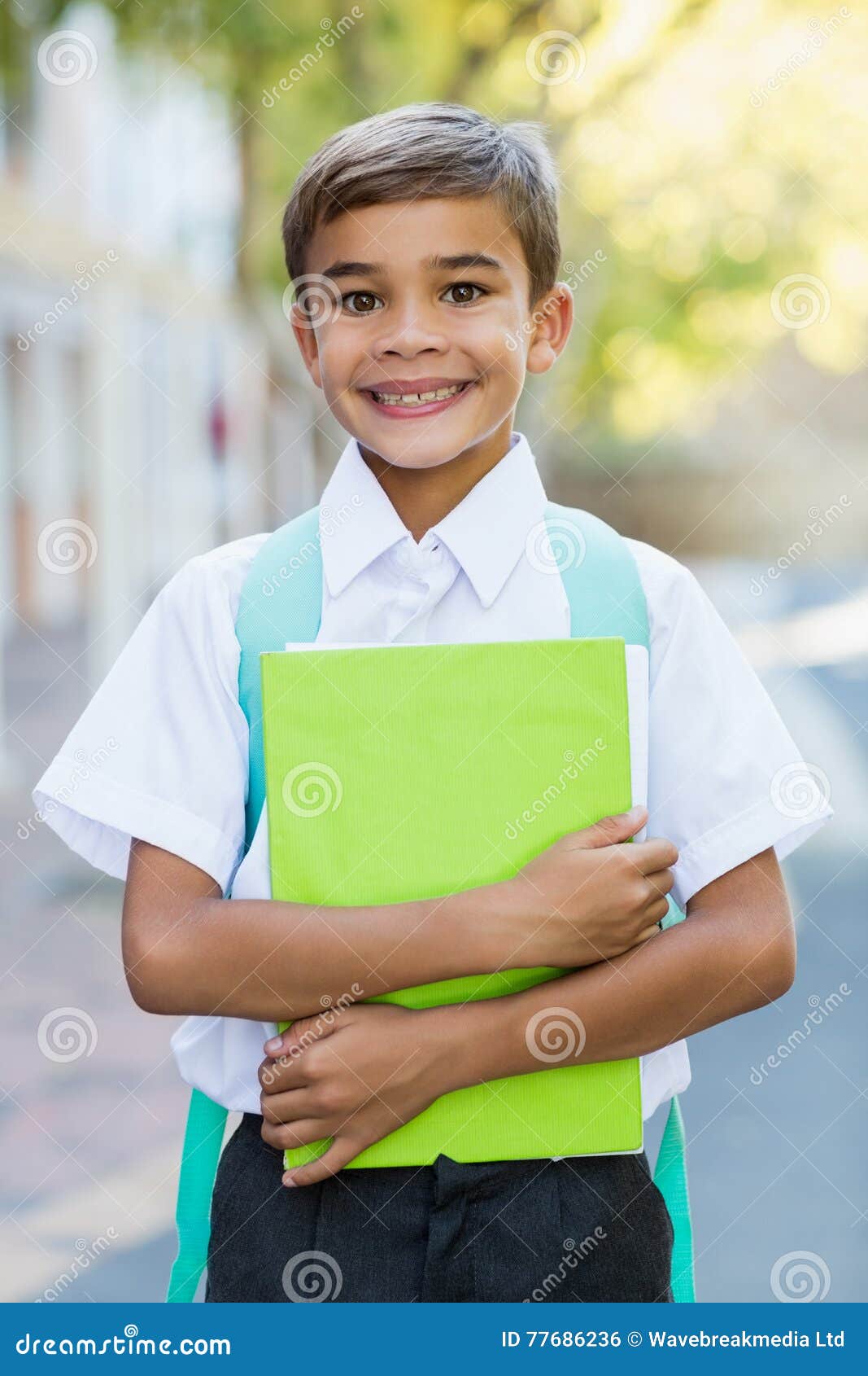 Happy Schoolboy Standing in Campus Stock Photo - Image of caucasian ...