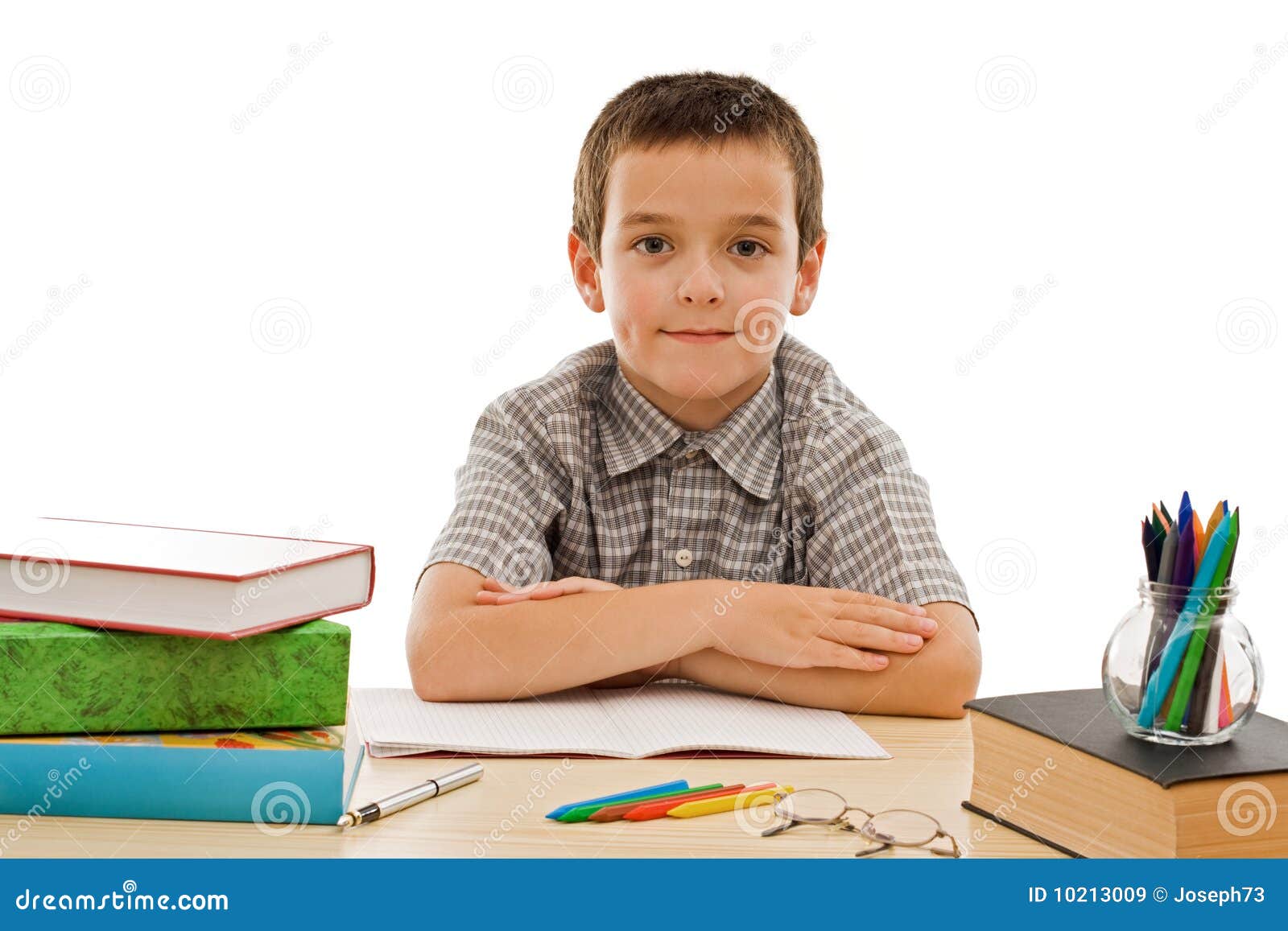 Happy Schoolboy Staying Calm Stock Image - Image of pupil, childhood ...
