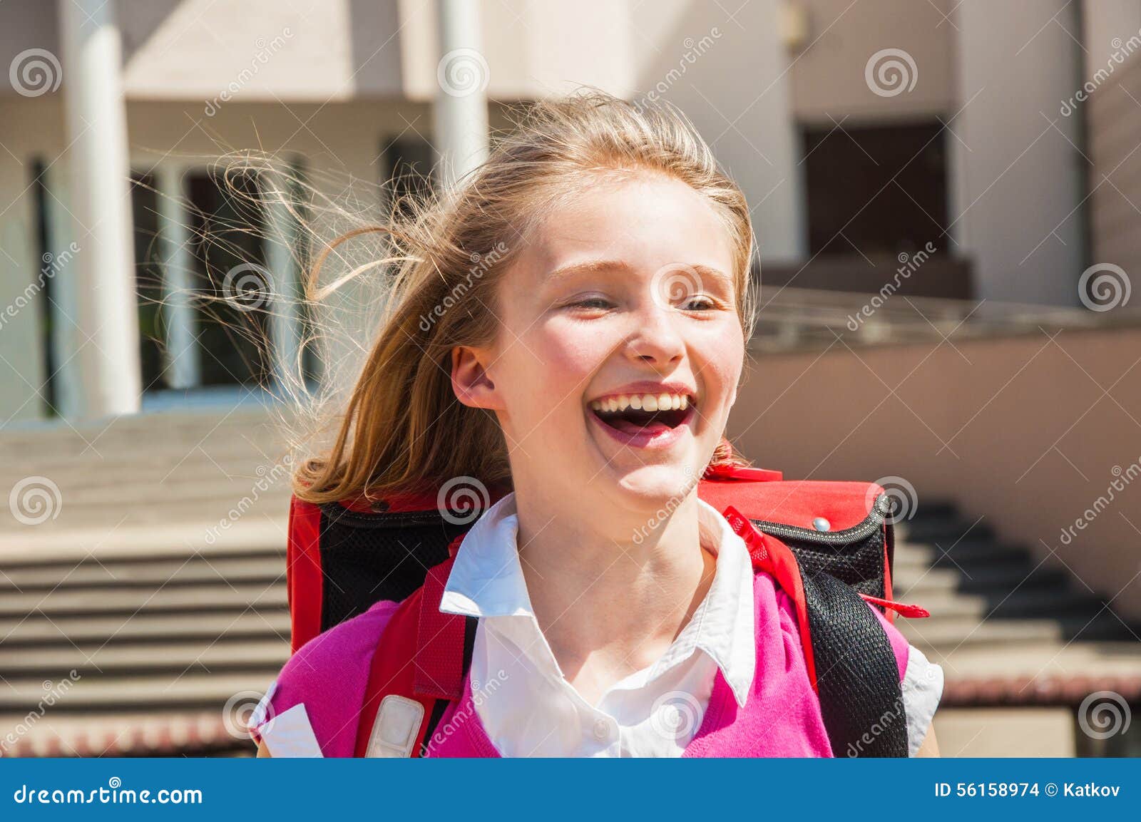 Happy schoolgirl stock photo. Image of caucasian, kids - 56158974