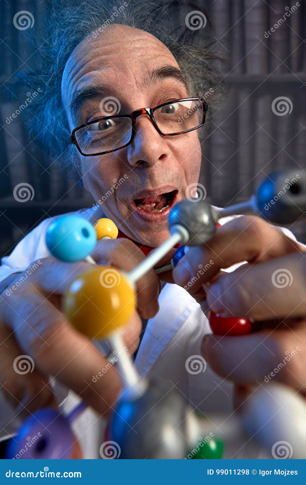 Happy Scientist with Structure of Model Molecules Stock Photo - Image ...