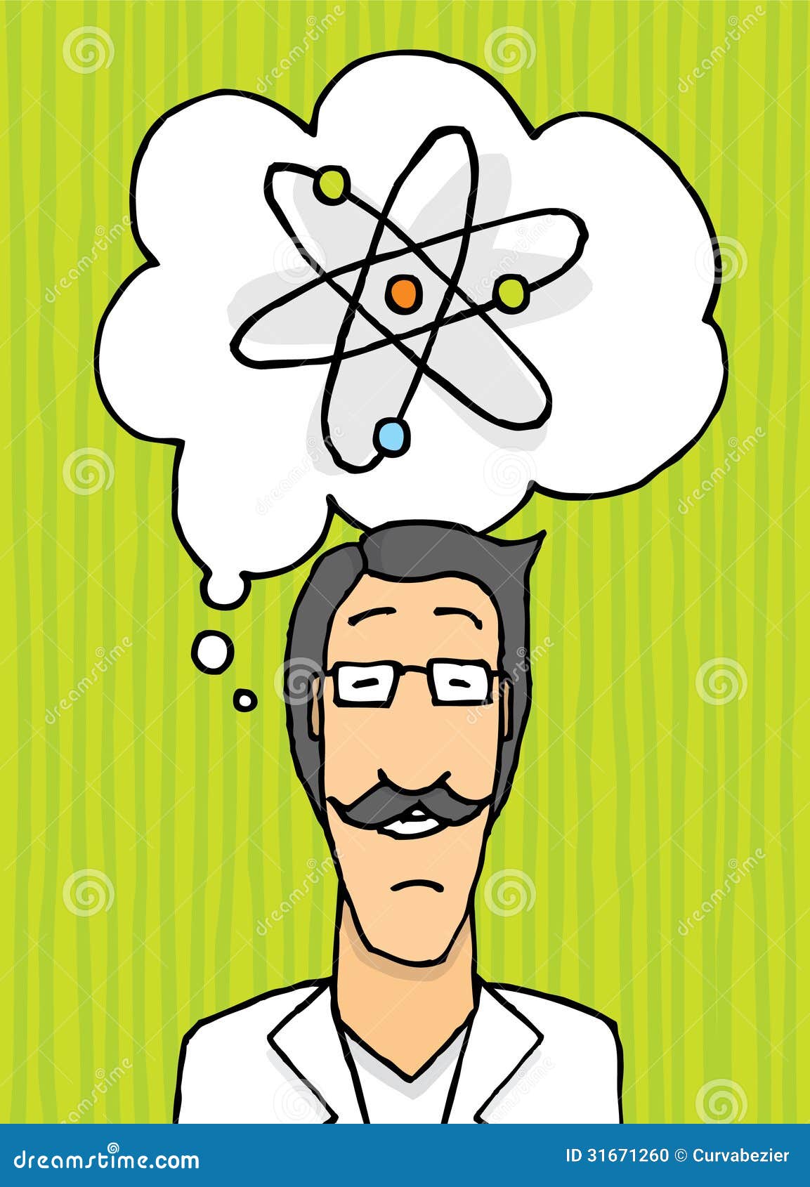 Happy scientist thinking stock illustration. Illustration of ...