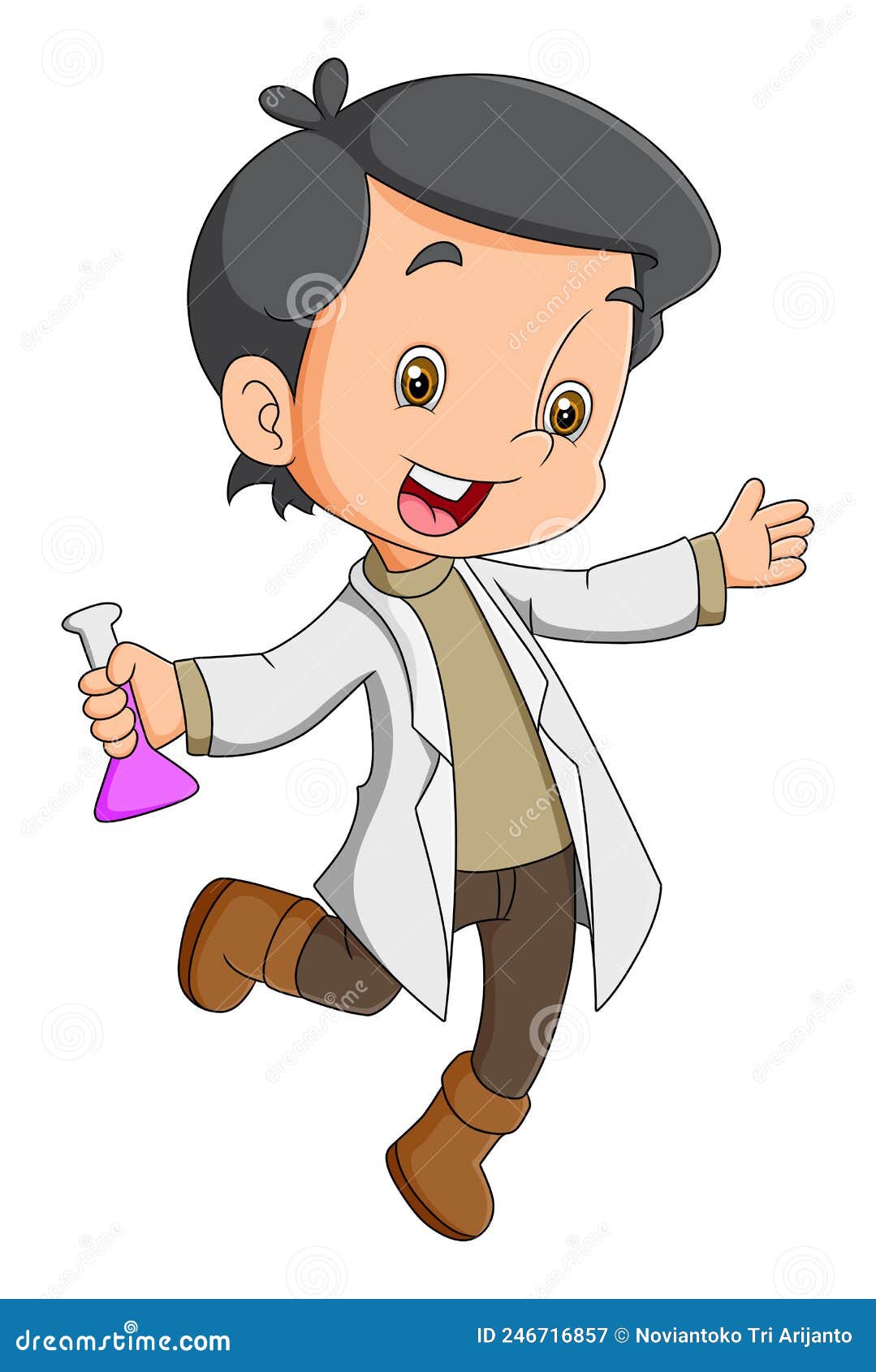 The Happy Scientist is Walking with a Funny Pose while Holding a Poison ...