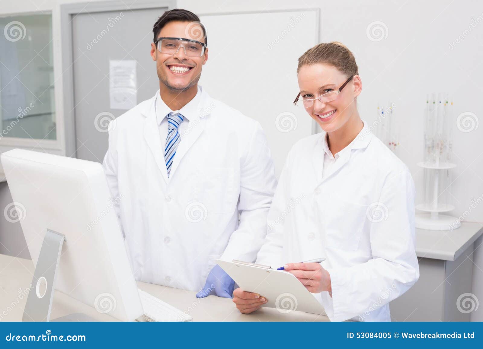 Happy Scientists Smiling at Camera Stock Image - Image of electronic ...