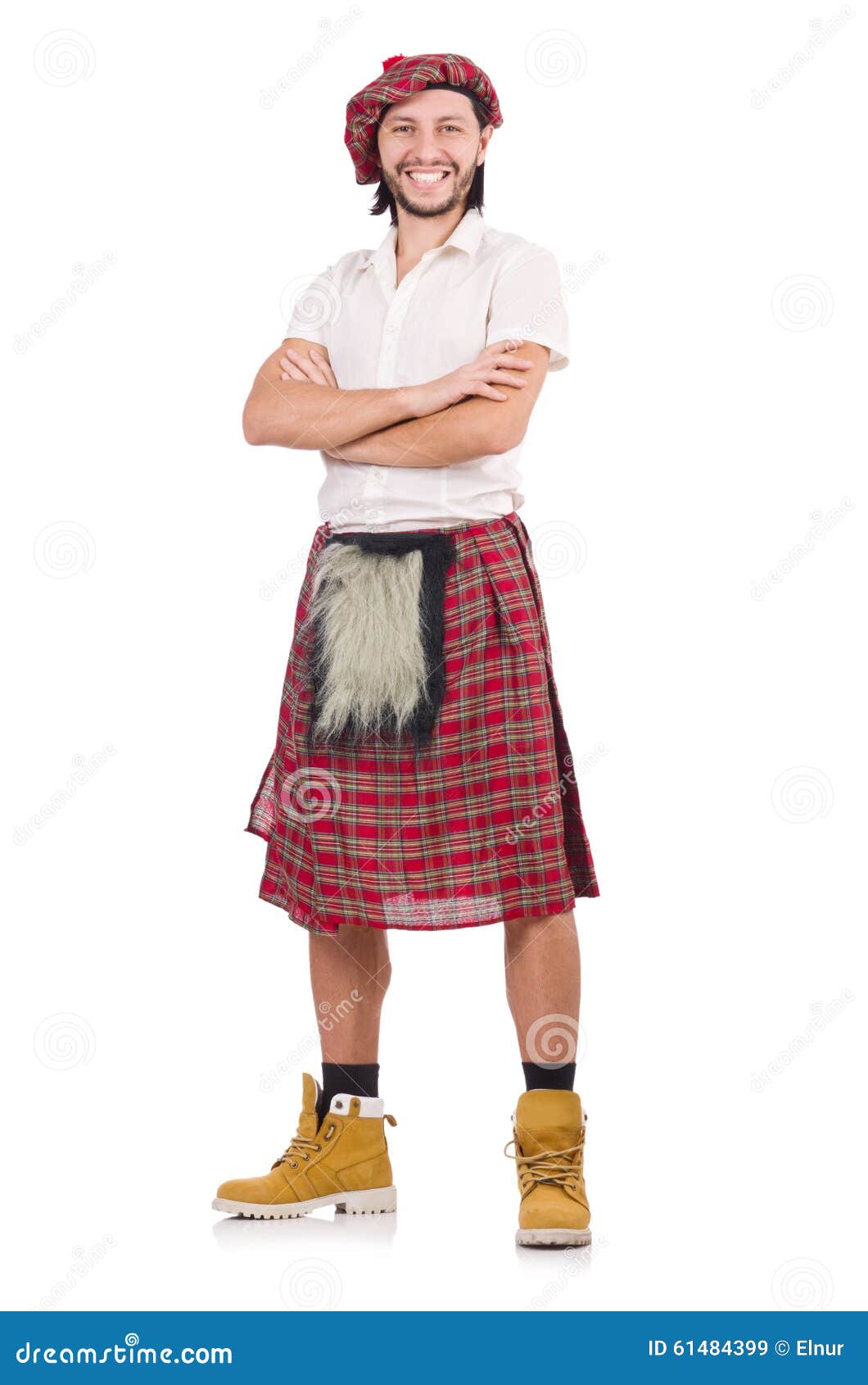 The Happy Scotsman Isolated on White Stock Image - Image of humourous ...