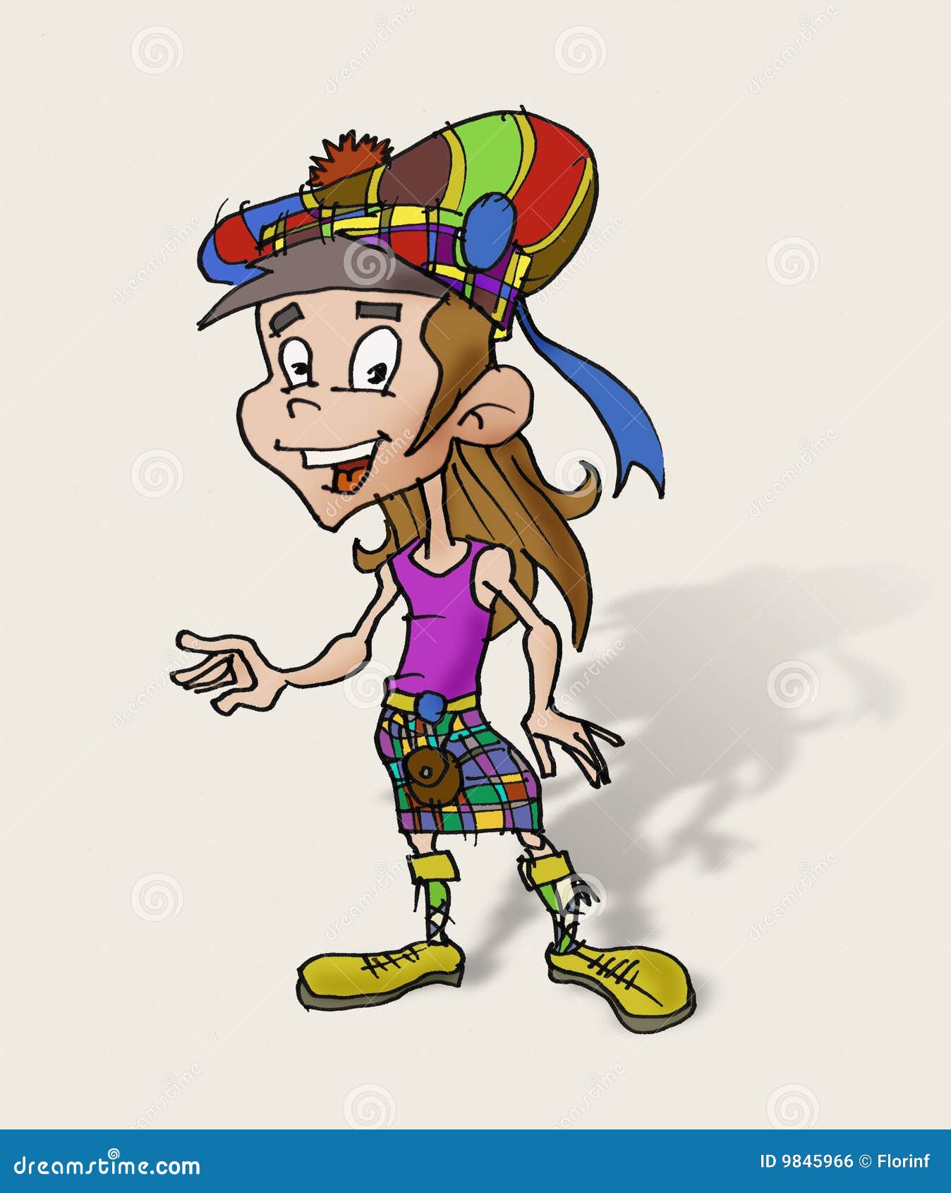 Happy scottish child stock illustration. Illustration of child - 9845966