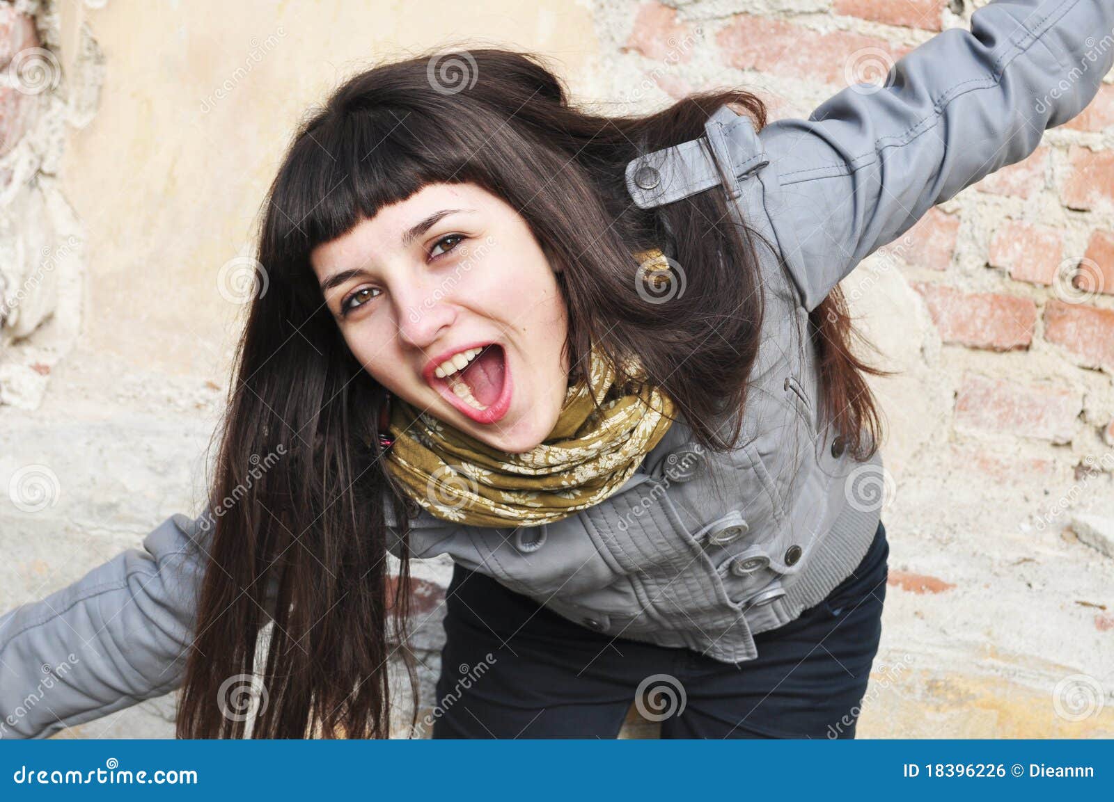 Happy scream stock photo. Image of snow, young, girlfriend - 18396226