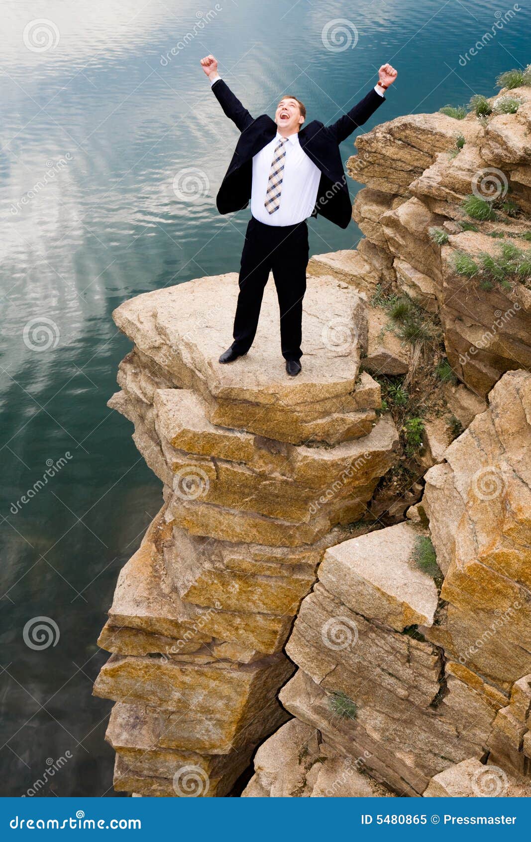 Happy scream stock image. Image of lake, leader, freedom - 5480865