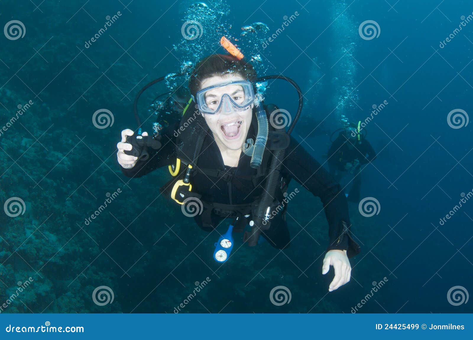 Happy scuba diver stock image. Image of dive, emotions - 24425499