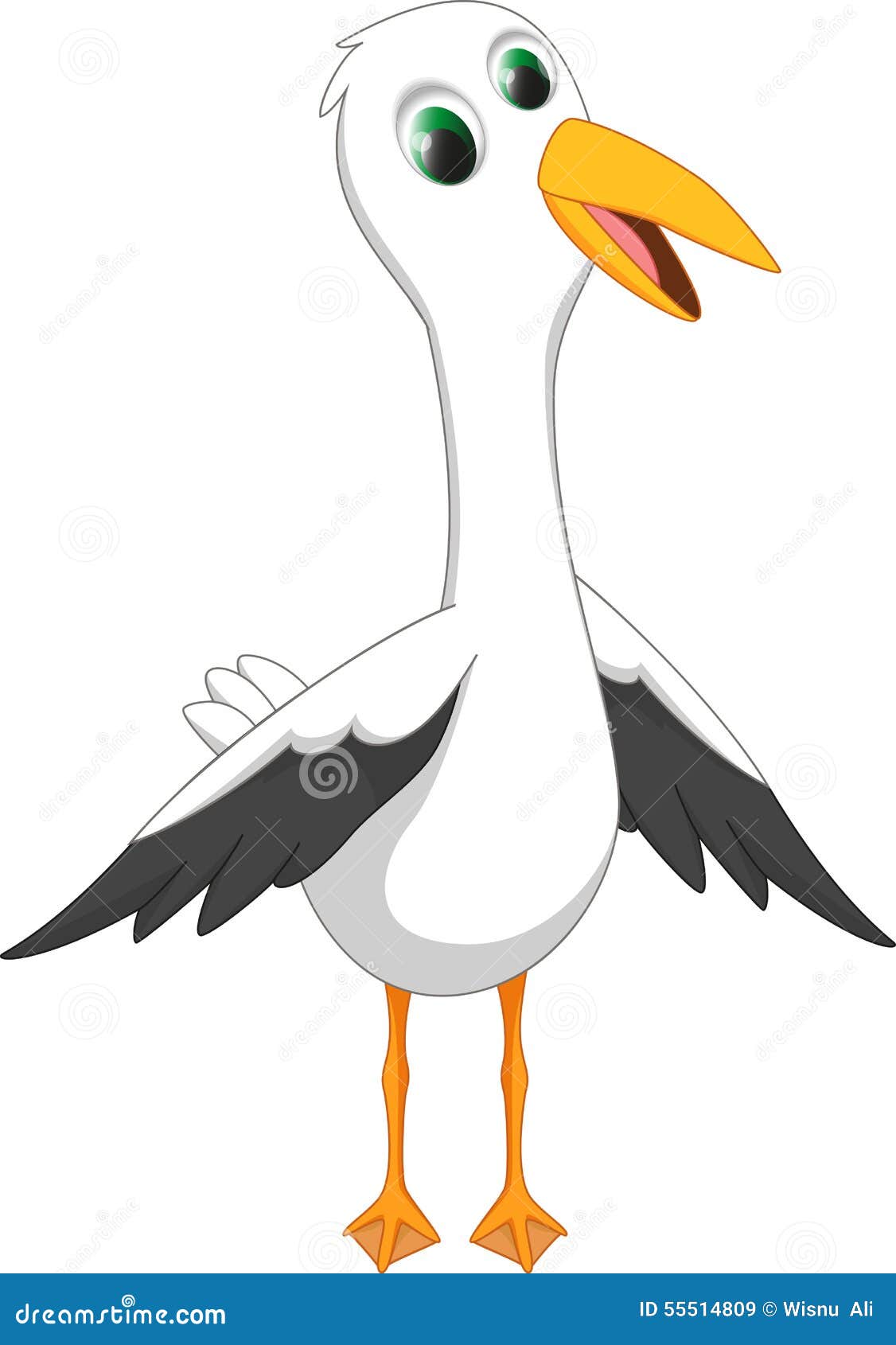 Happy seagull cartoon stock vector. Illustration of comic - 55514809