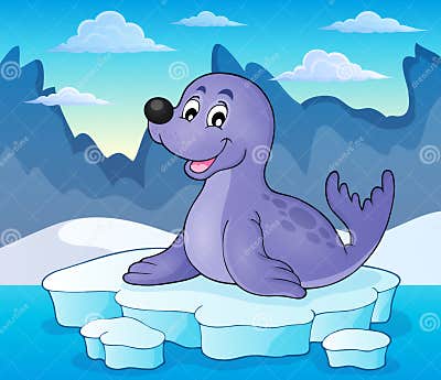 Happy Seal on Iceberg Theme 2 Stock Vector - Illustration of cute ...