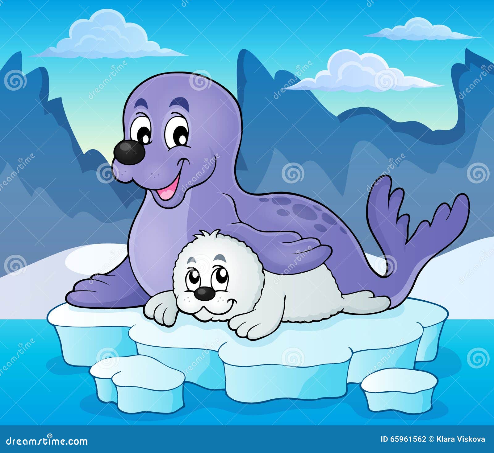 Happy Seal Lying On The Beach And Smiling Cartoon Vector ...