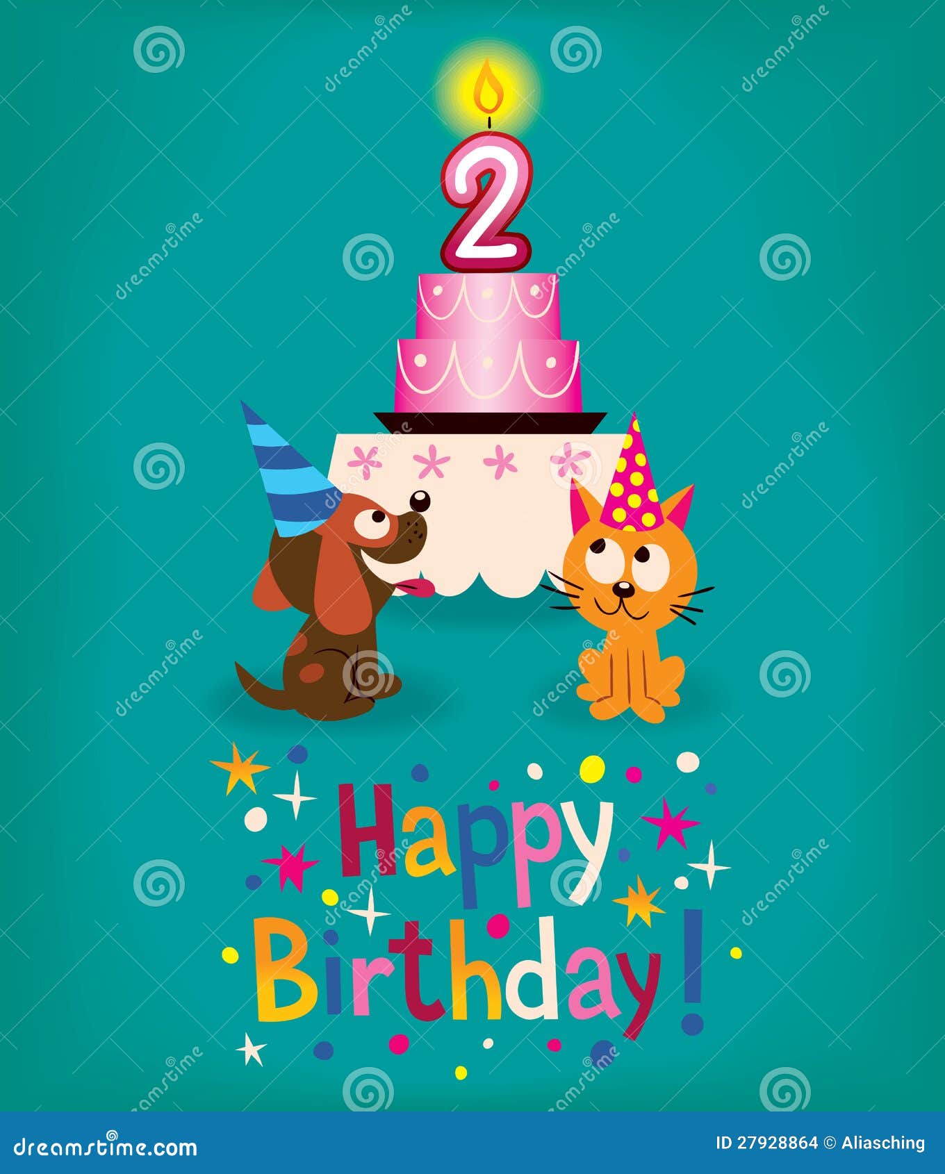 Happy Second Birthday stock vector. Illustration of colorful - 27928864