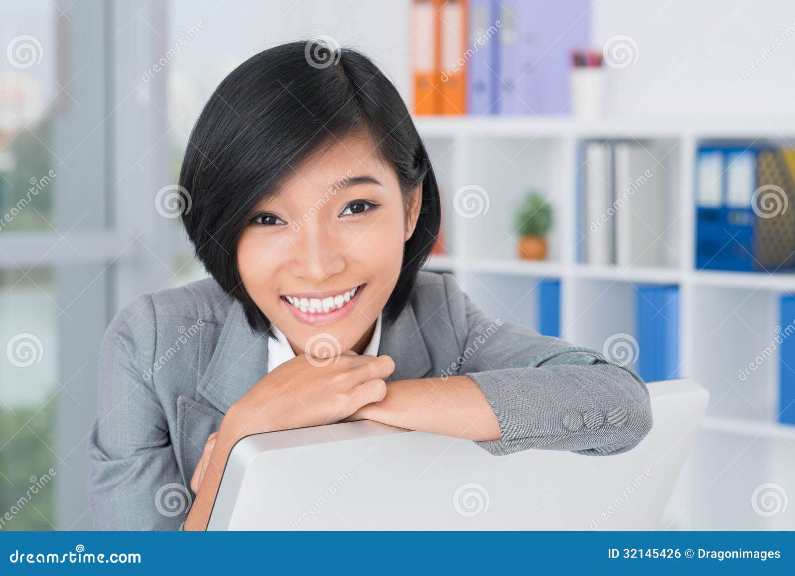 Happy secretary stock photo. Image of lifestyle, beautiful - 32145426