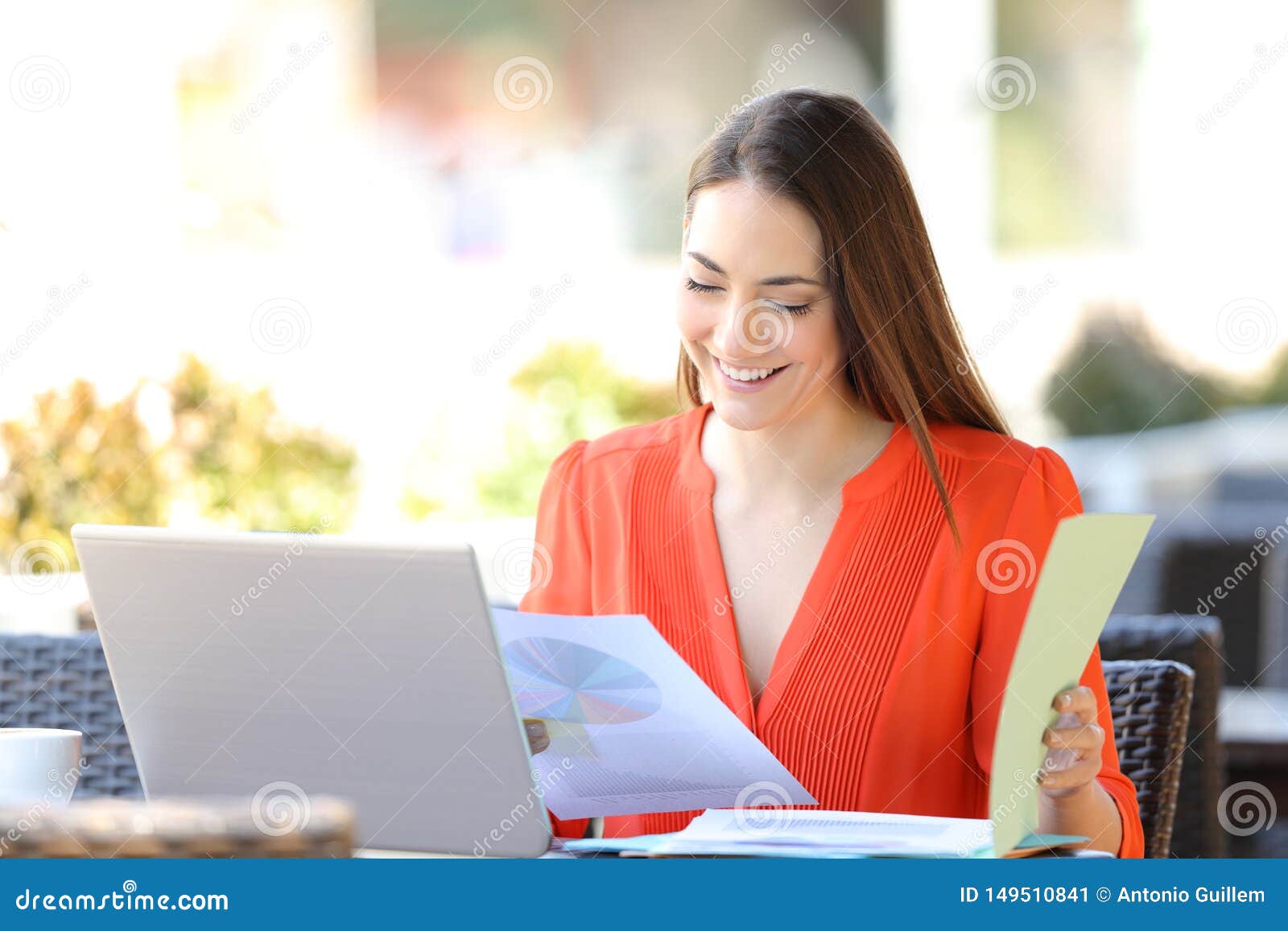 Happy Self Employed Working in a Coffee Shop Stock Image - Image of ...