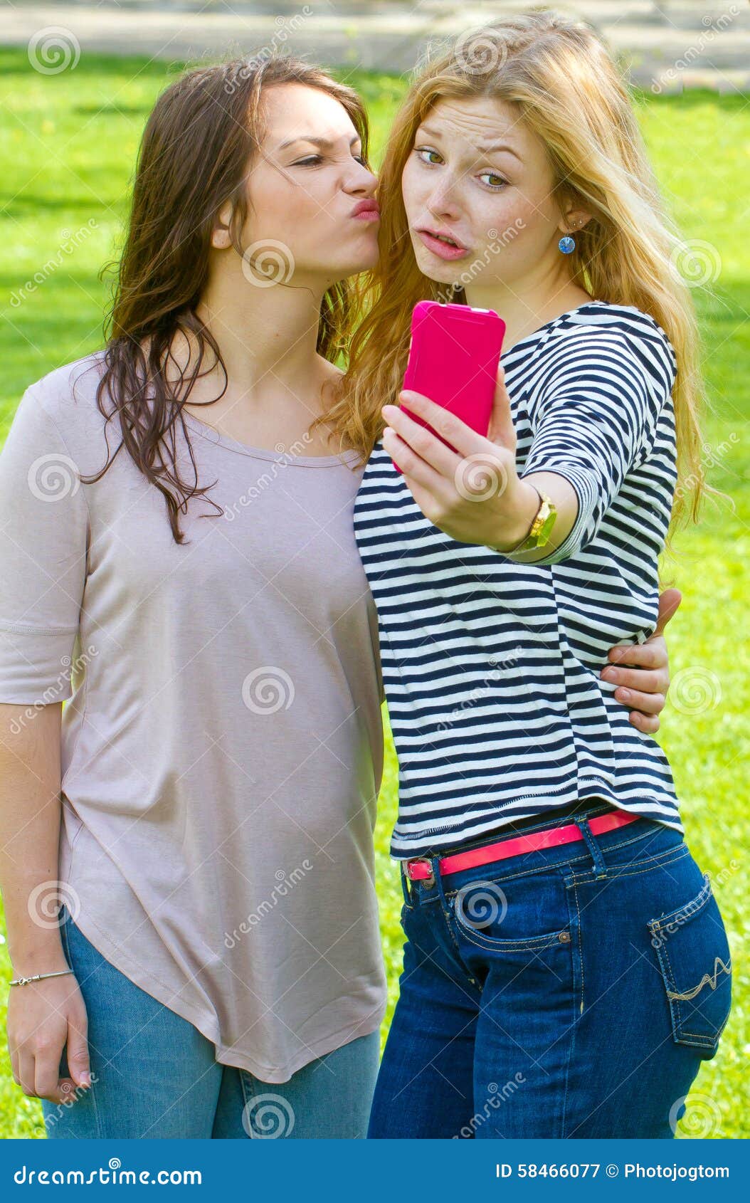 Happy self portrait stock image. Image of girl, handy - 58466077